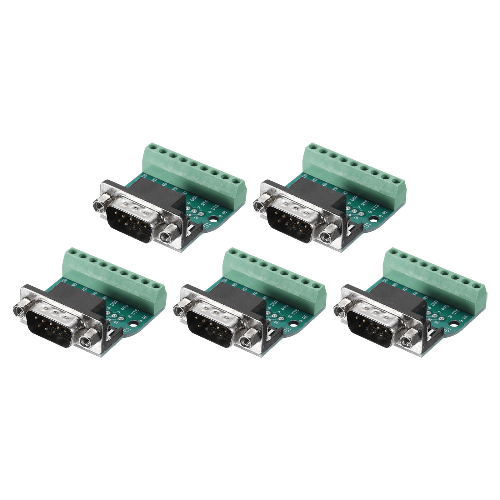 Uxcell 5pcs D-sub DB9 Connector Breakout Board 9 Pin 2 Row Male RS232 ...