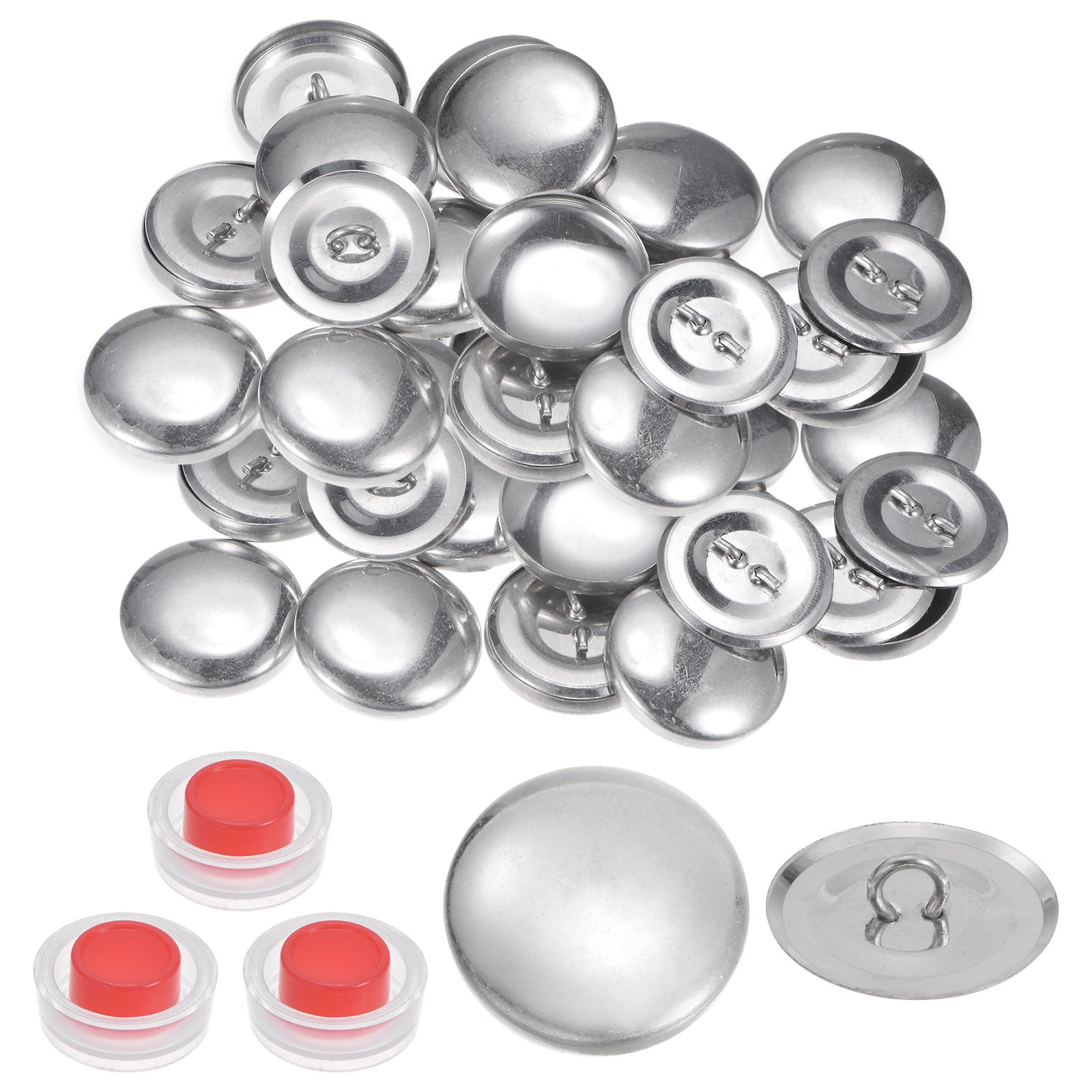 30 Sets Self Cover Button Kit 34L 0.9" 23mm with Wire Backs Aluminum ...