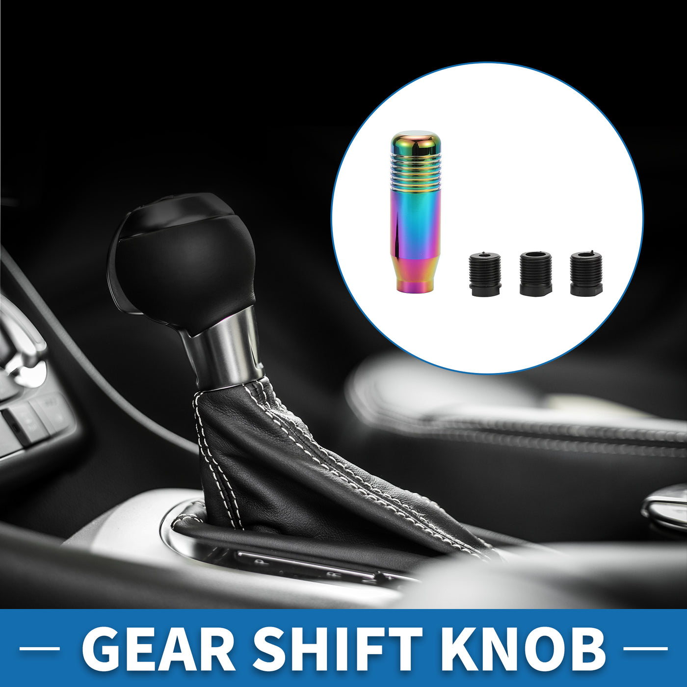 Universal Shift Knob 8.5cm Stick Shifter Lever Knob with 3 Adapter for ...