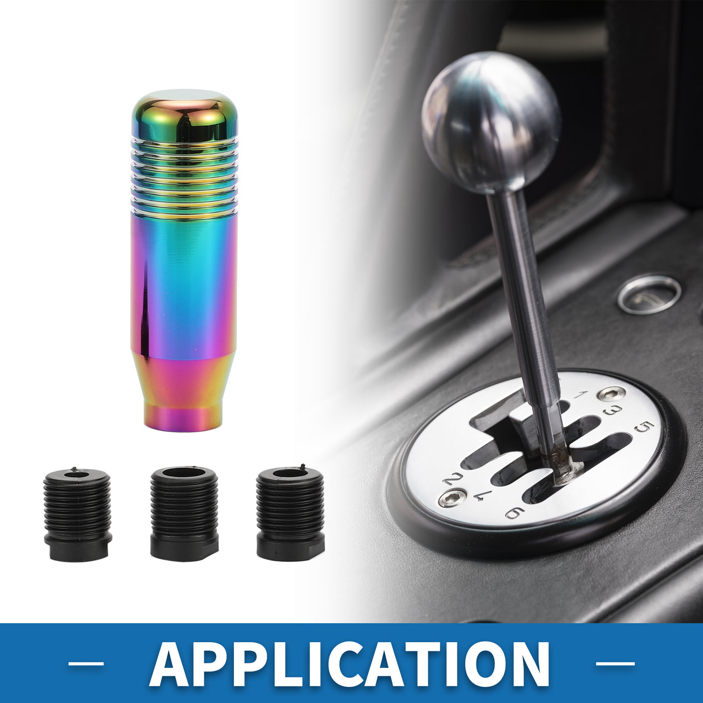 Universal Shift Knob 8.5cm Stick Shifter Lever Knob with 3 Adapter for ...