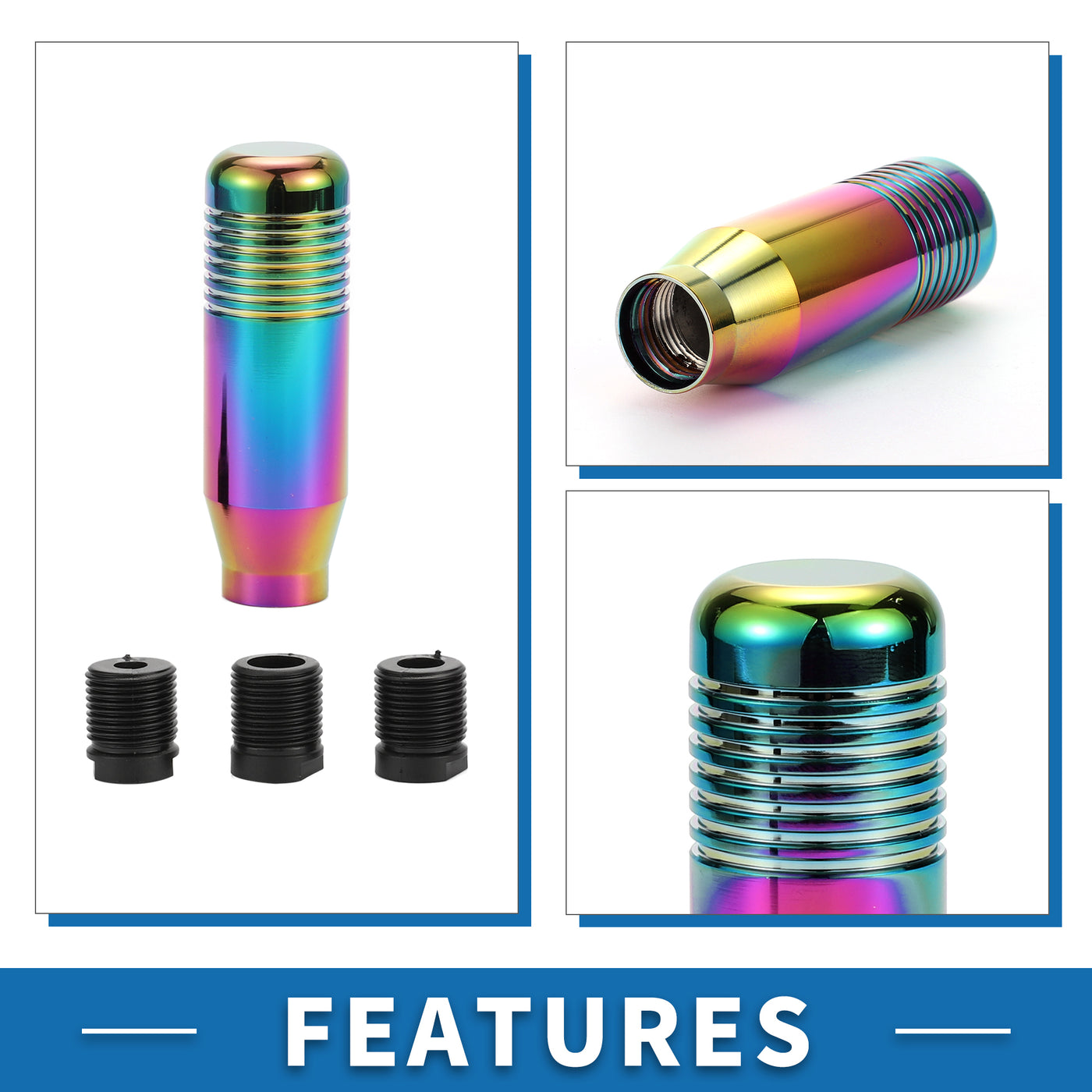 Universal Shift Knob 8.5cm Stick Shifter Lever Knob with 3 Adapter for ...