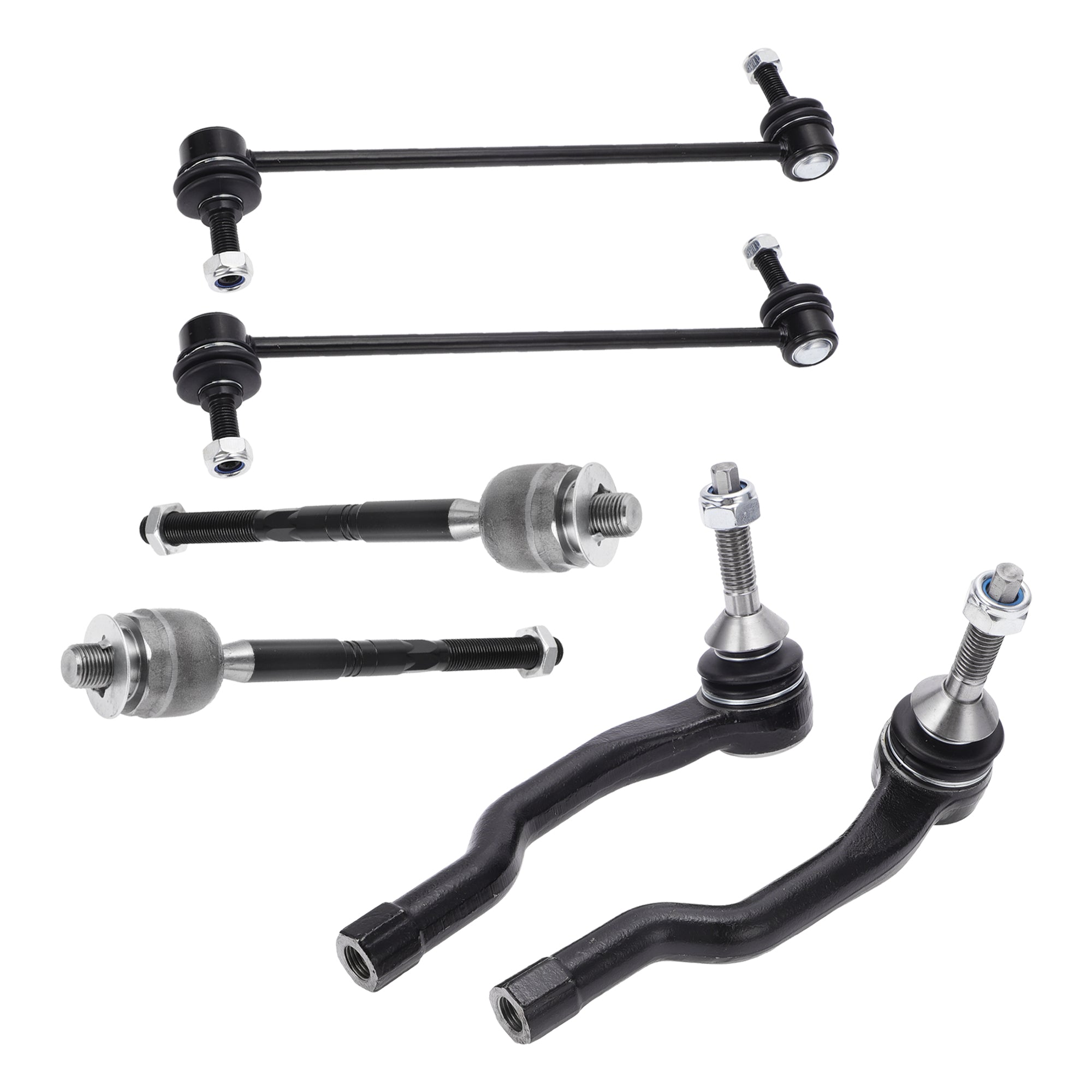 6pcs Front Suspension Kit Inner Outer Tie Rod End Front Sway Bar Link ...