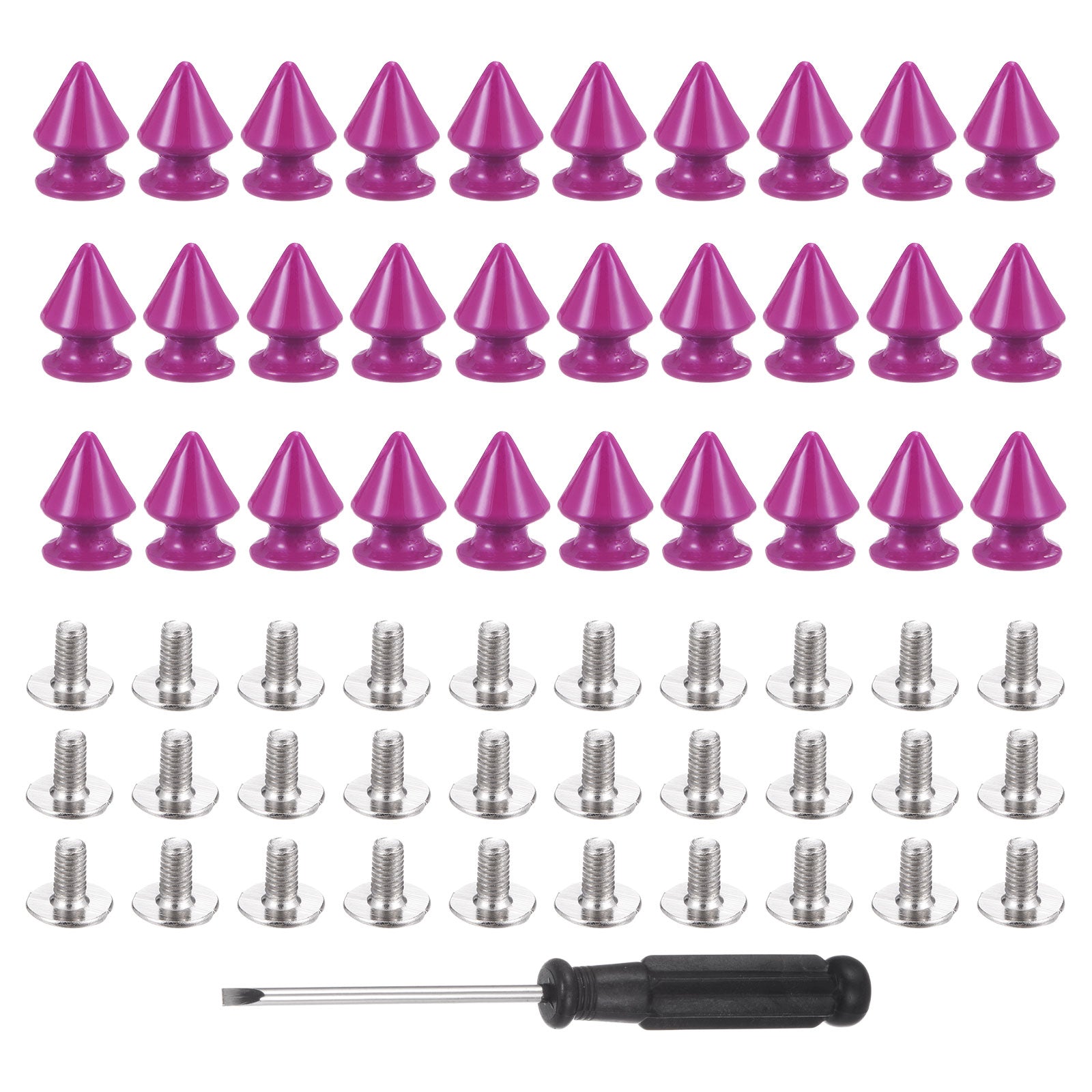 50 Set Metal Tree Spikes and Studs 12mm x 8mm Screw Back Rose Red ...