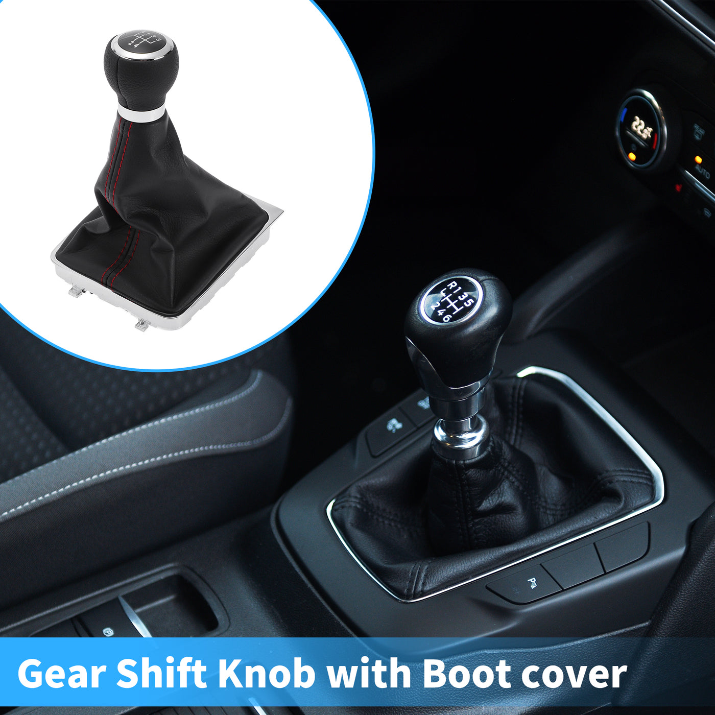 5 Speed Manual Gear Shifter Knob with Cover Compatible for VW Passat B6 ...