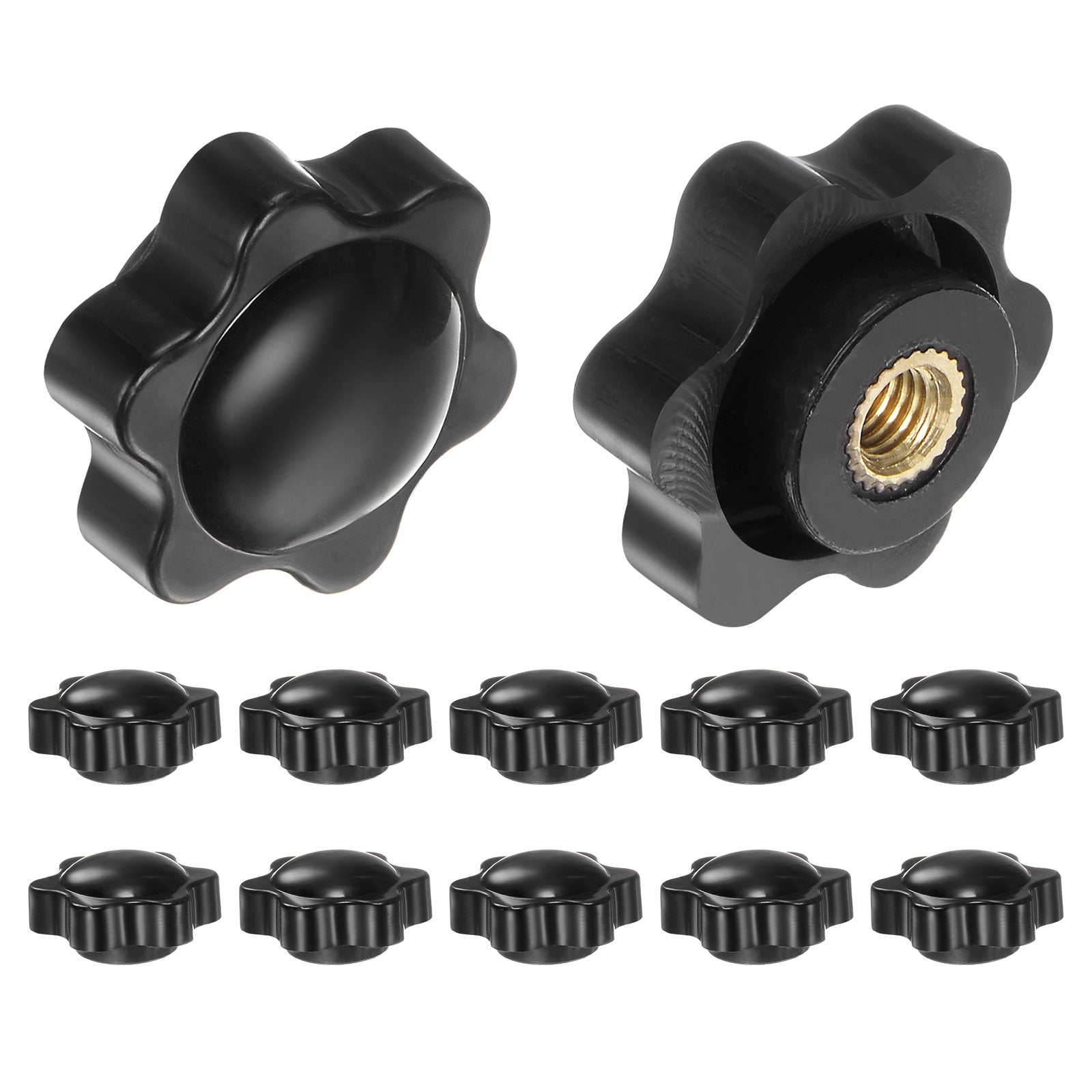 12pcs Star Knobs M5 Female Thread 25mm 6-Point Plastic Head Brass ...