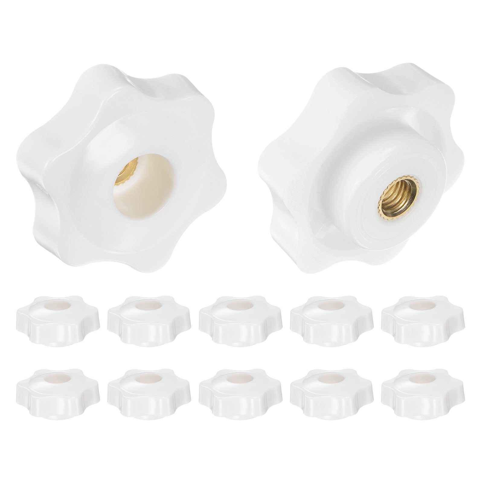 12pcs Star Knobs M6 Thread 38mm Head Through Hole Brass Insert Hand ...