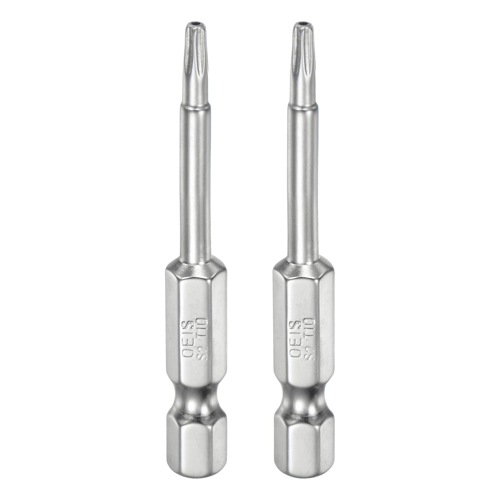 2pcs T10 Security Torx Bit 1/4" Hex Shank 2" Long S2 Steel Magnetic ...