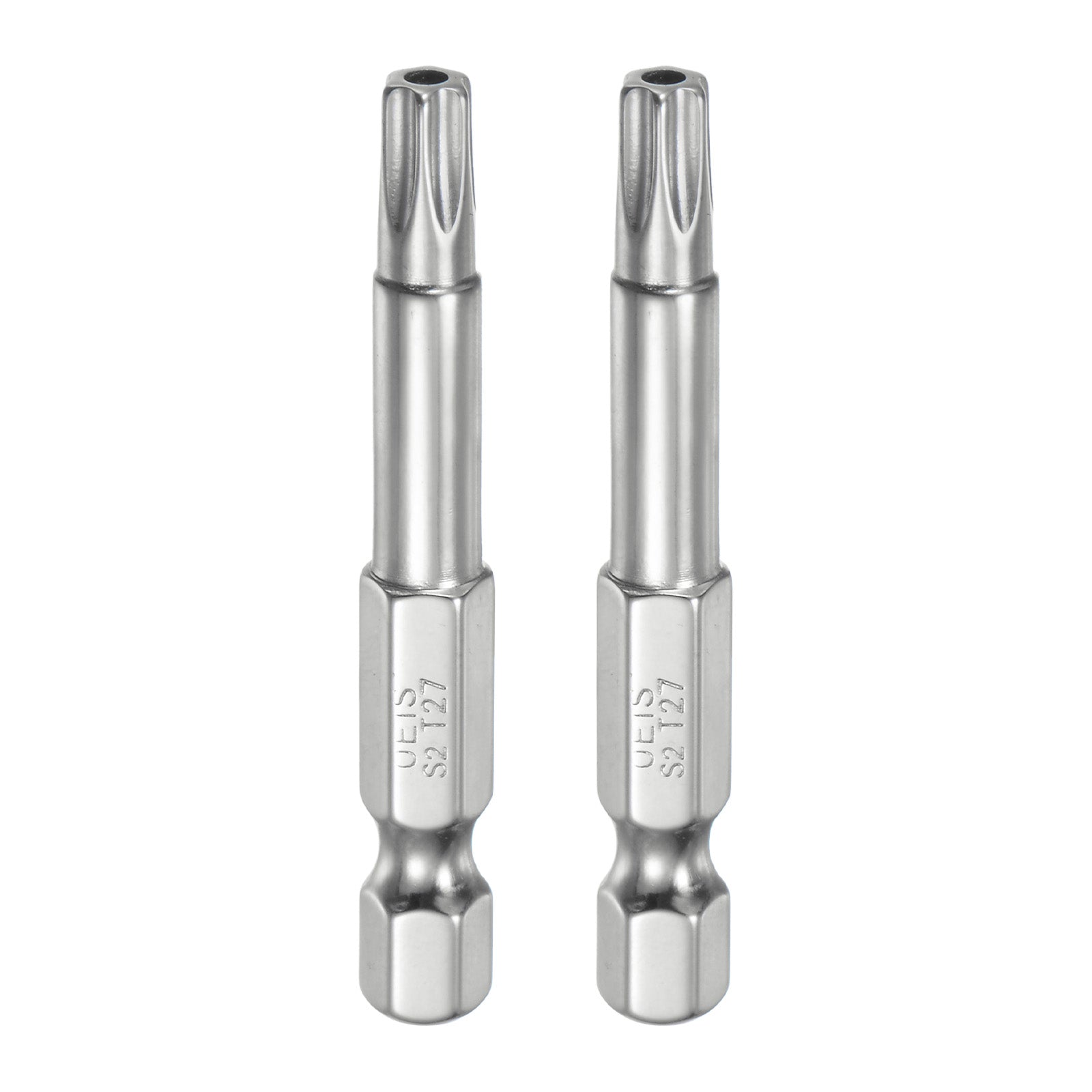 2pcs T27 Security Torx Bit 1/4" Hex Shank 2" Long Tamper Resistant Star ...