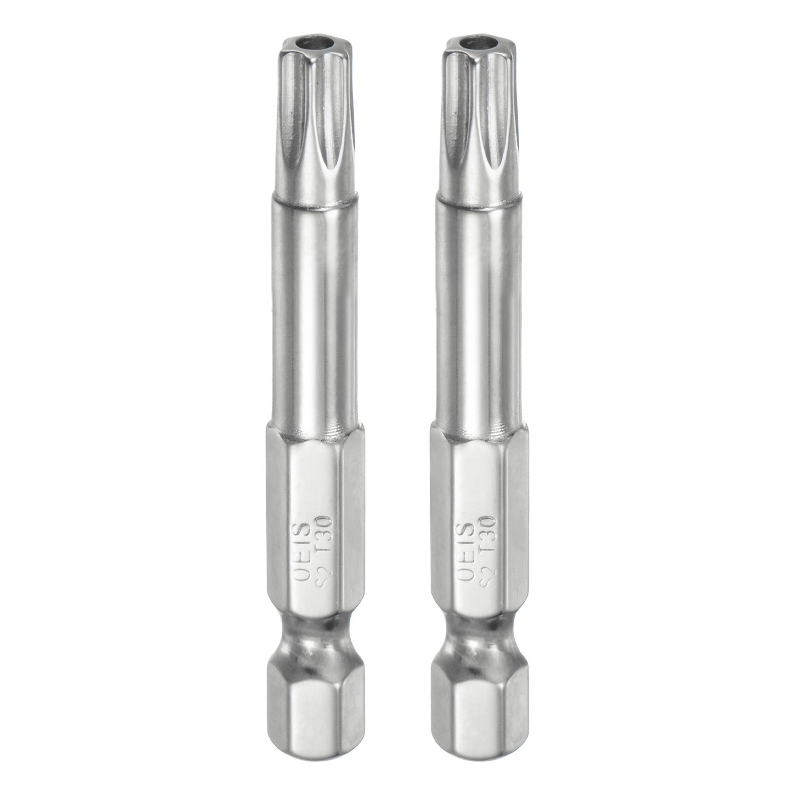 2pcs T30 Security Torx Bit 1/4" Hex Shank 2" Long Tamper Resistant Star ...