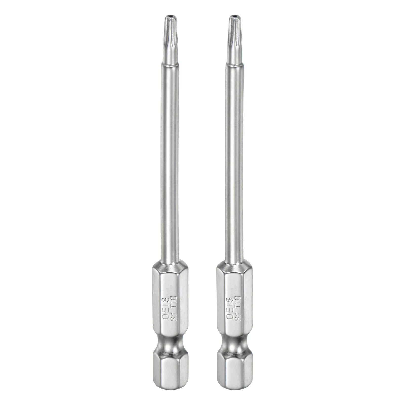 2pcs T10 Security Torx Bit 1/4" Hex Shank 3" Long S2 Steel Magnetic ...