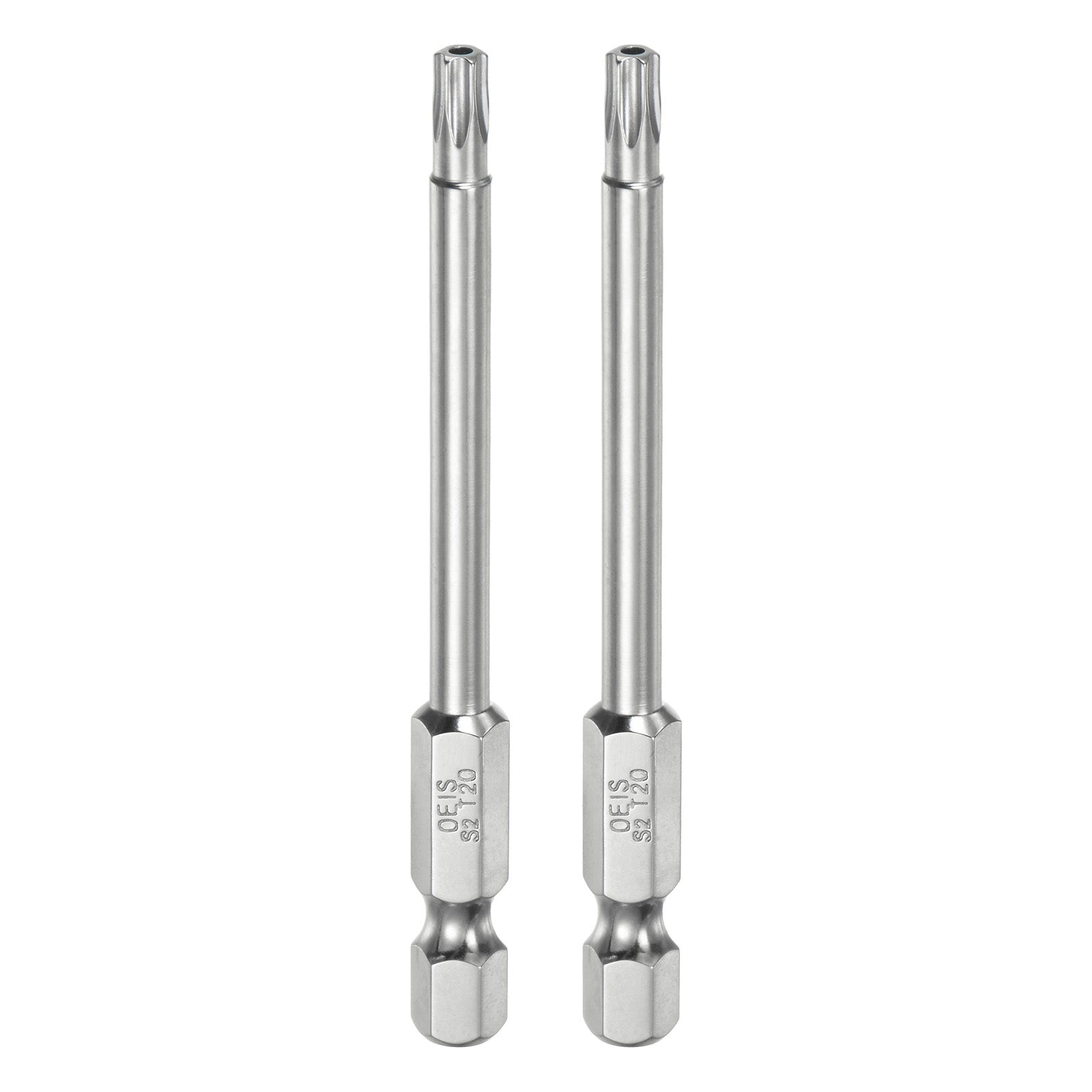 2pcs T20 Security Torx Bit 1/4" Hex Shank 3" Long Tamper Resistant Star ...