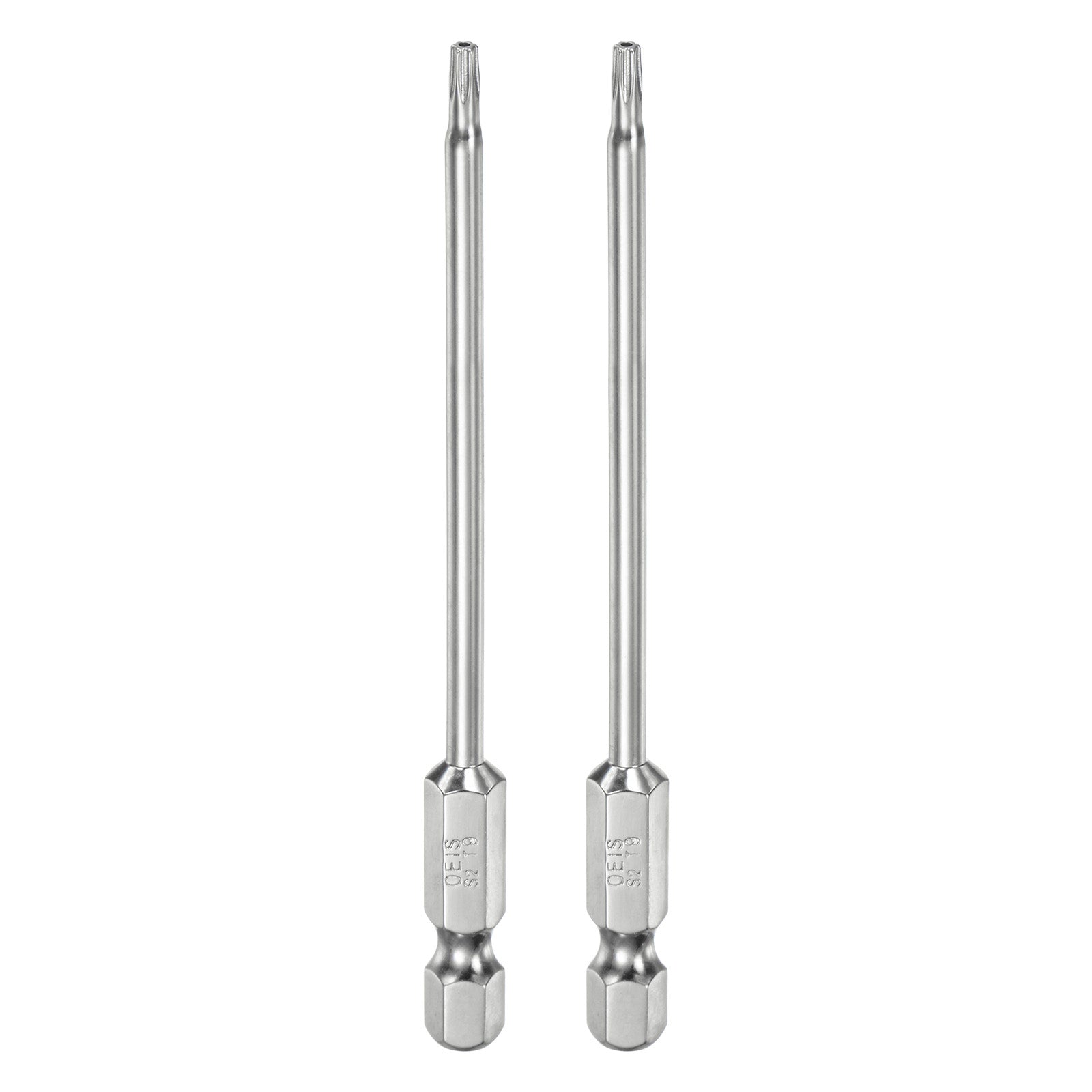 2pcs T9 Security Torx Bit 1/4" Hex Shank 4" Long Tamper Resistant Star ...