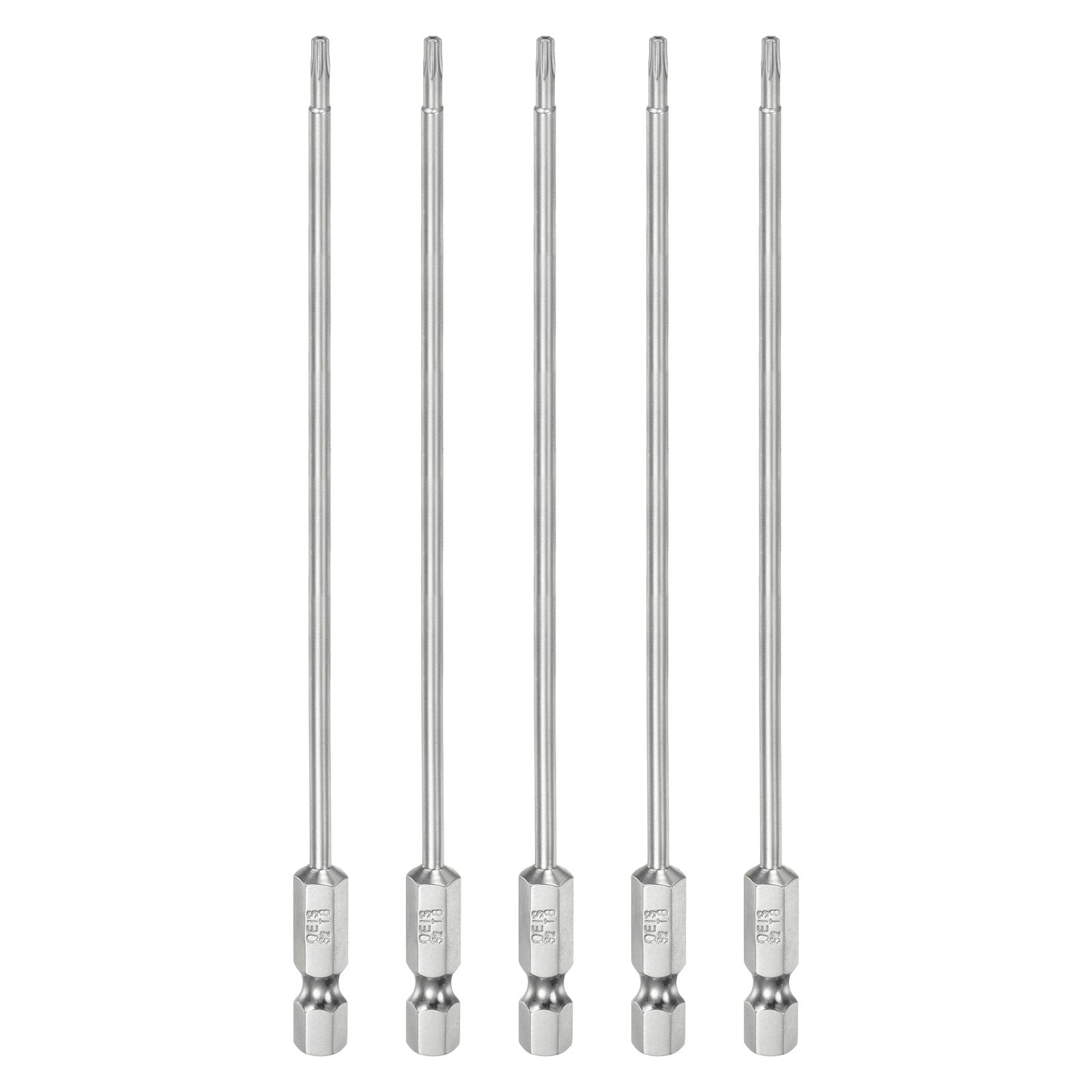 5pcs T8 Security Torx Bit 1/4" Hex Shank 6" Long Tamper Resistant Star ...