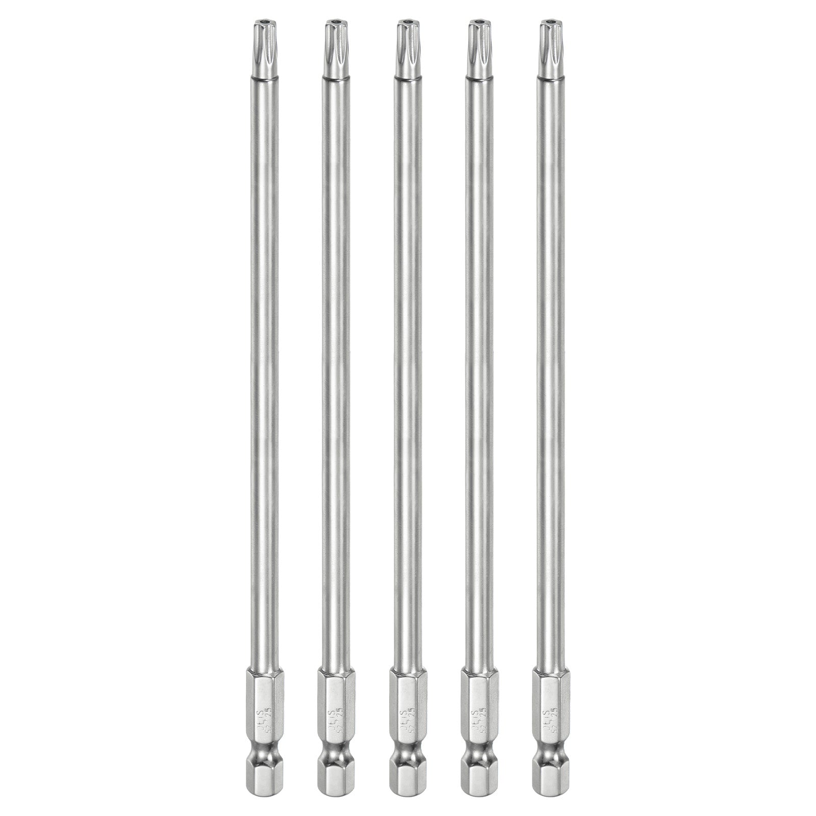 5pcs T25 Security Torx Bit 1/4" Hex Shank 6" Long Tamper Resistant Star ...