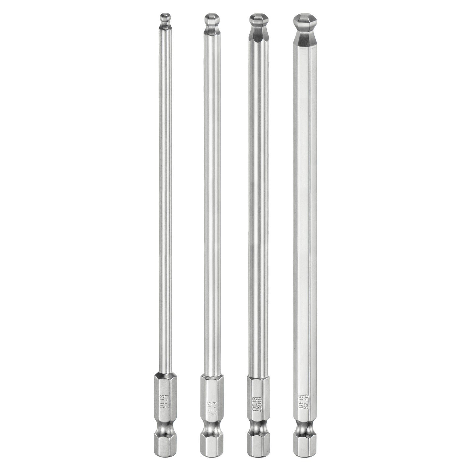 4pcs Ball End Hex Screwdriver Bit Set 3mm-6mm Magnetic 1/4" Hex Shank 6 ...