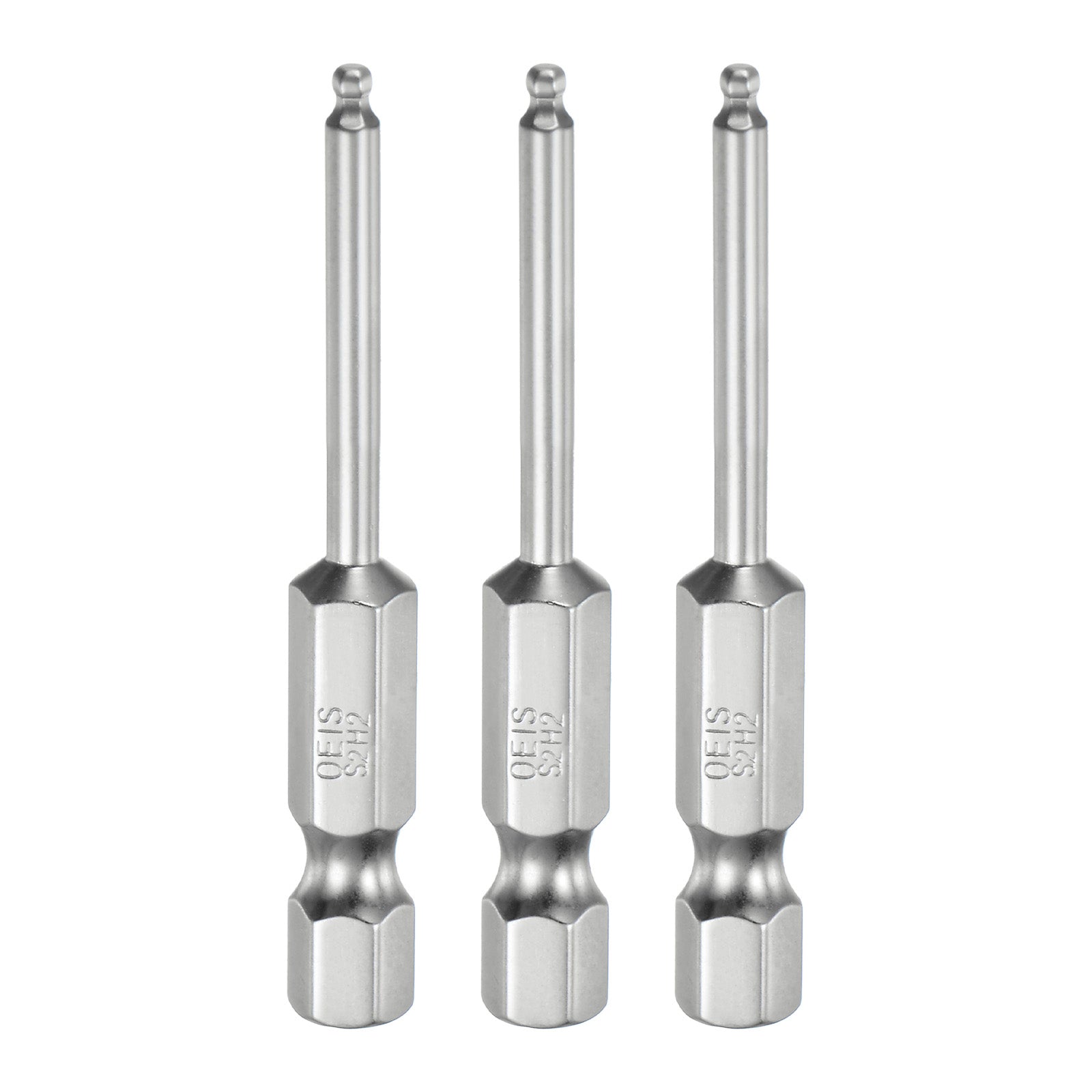 3pcs Ball End Hex Screwdriver Bit Set 2mm (H2.0) Size 1/4" Hex Shank ...