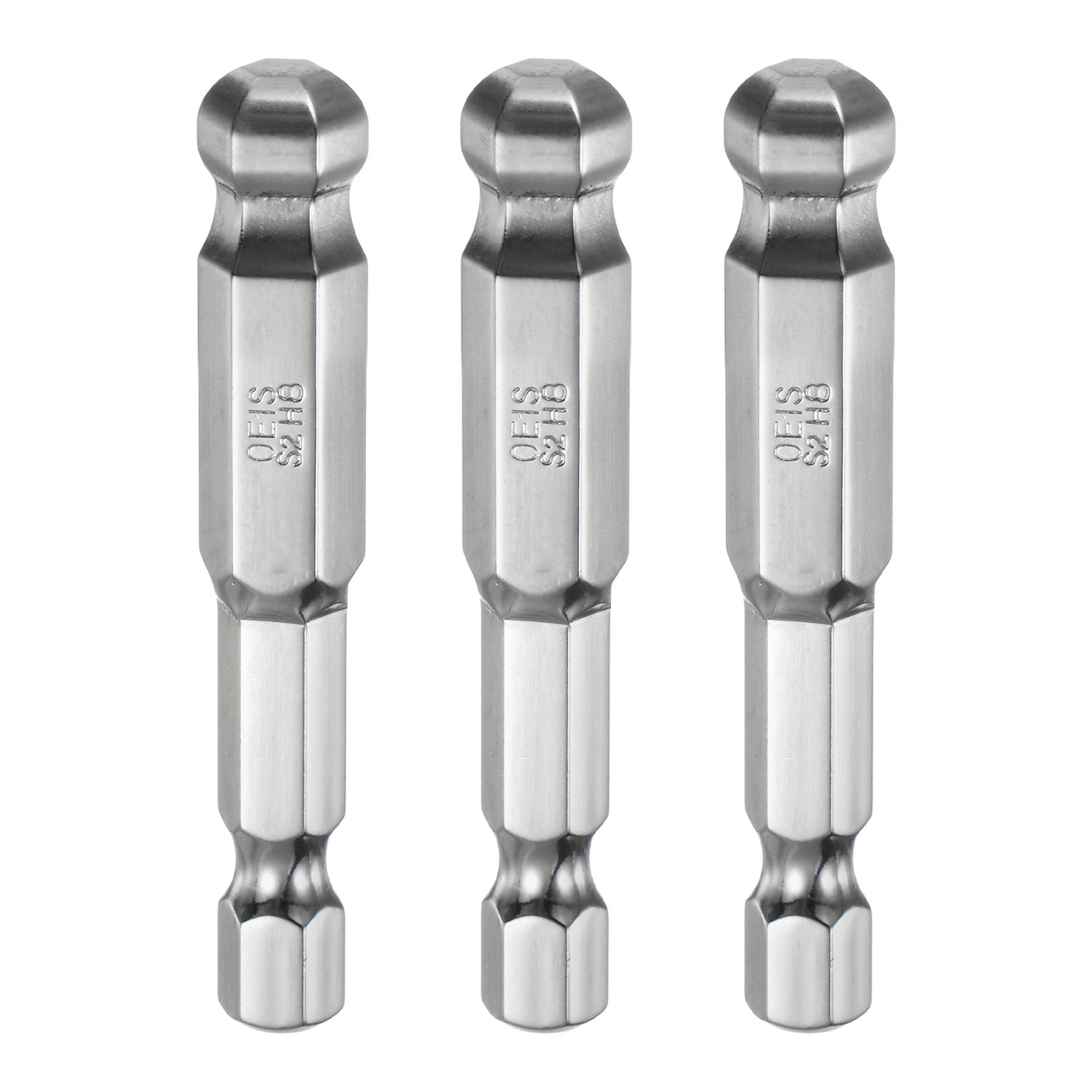 3pcs Ball End Hex Screwdriver Bit Set 8mm (H8.0) Size 1/4" Hex Shank ...