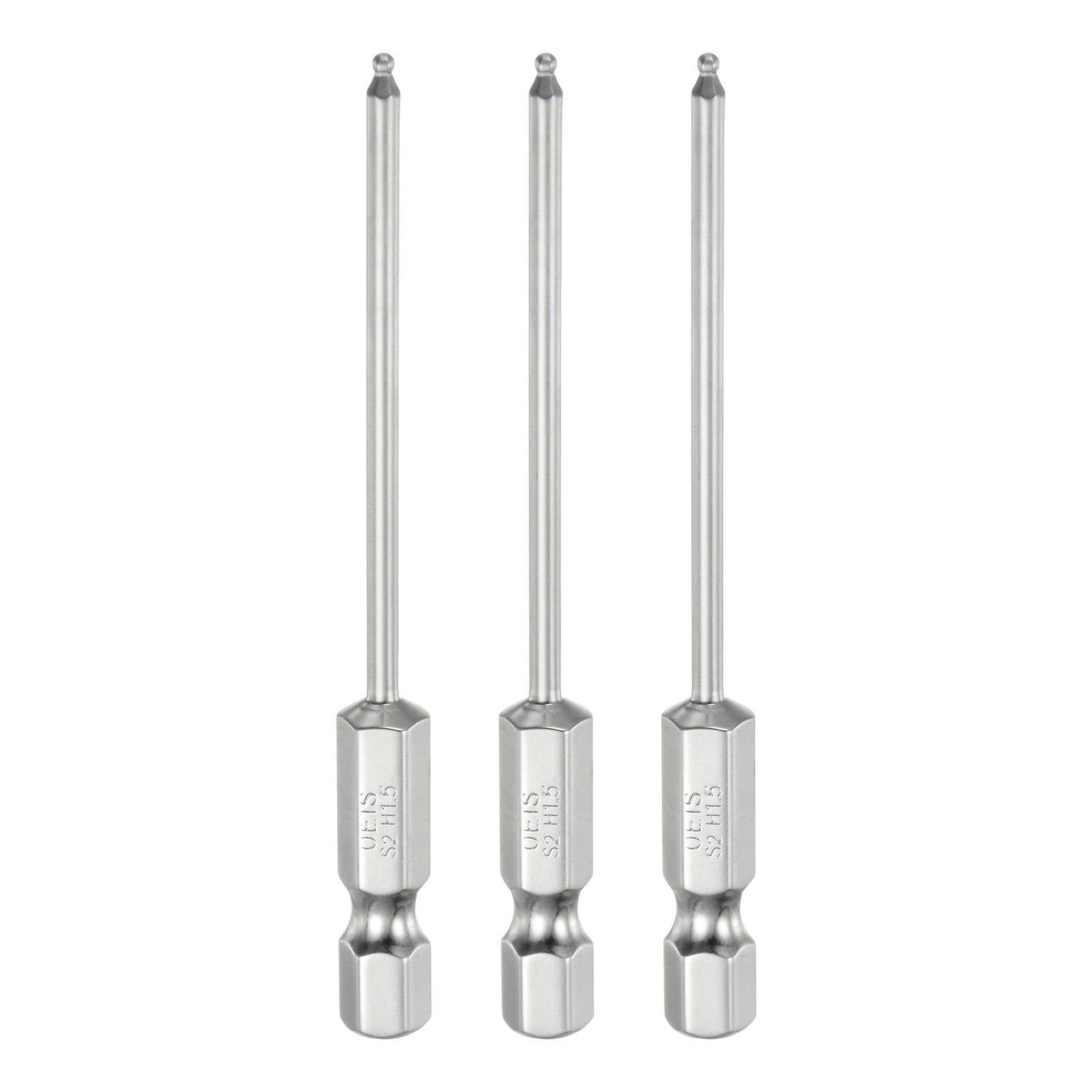 3pcs Ball End Hex Screwdriver Bit Set 1.5mm Magnetic 1/4" Hex Shank 3 ...