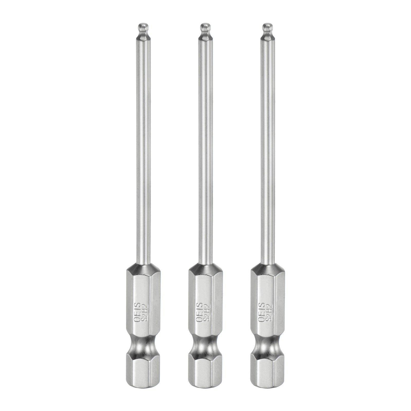 3pcs Ball End Hex Screwdriver Bit Set 2mm (H2.0) Size 1/4" Hex Shank ...
