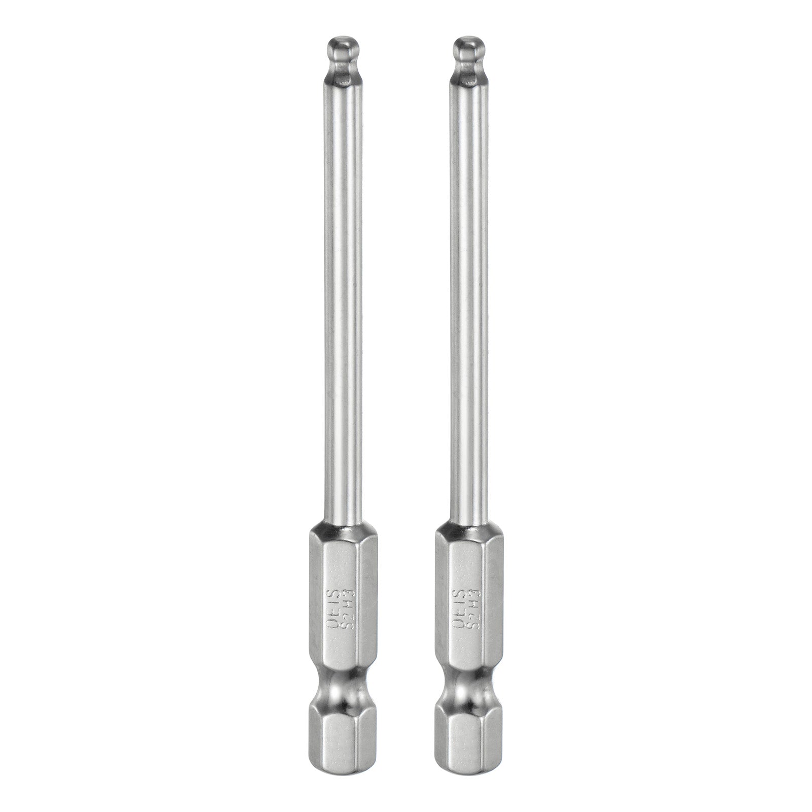 2pcs Ball End Hex Screwdriver Bit Set 3mm Magnetic 1/4" Hex Shank 3 ...