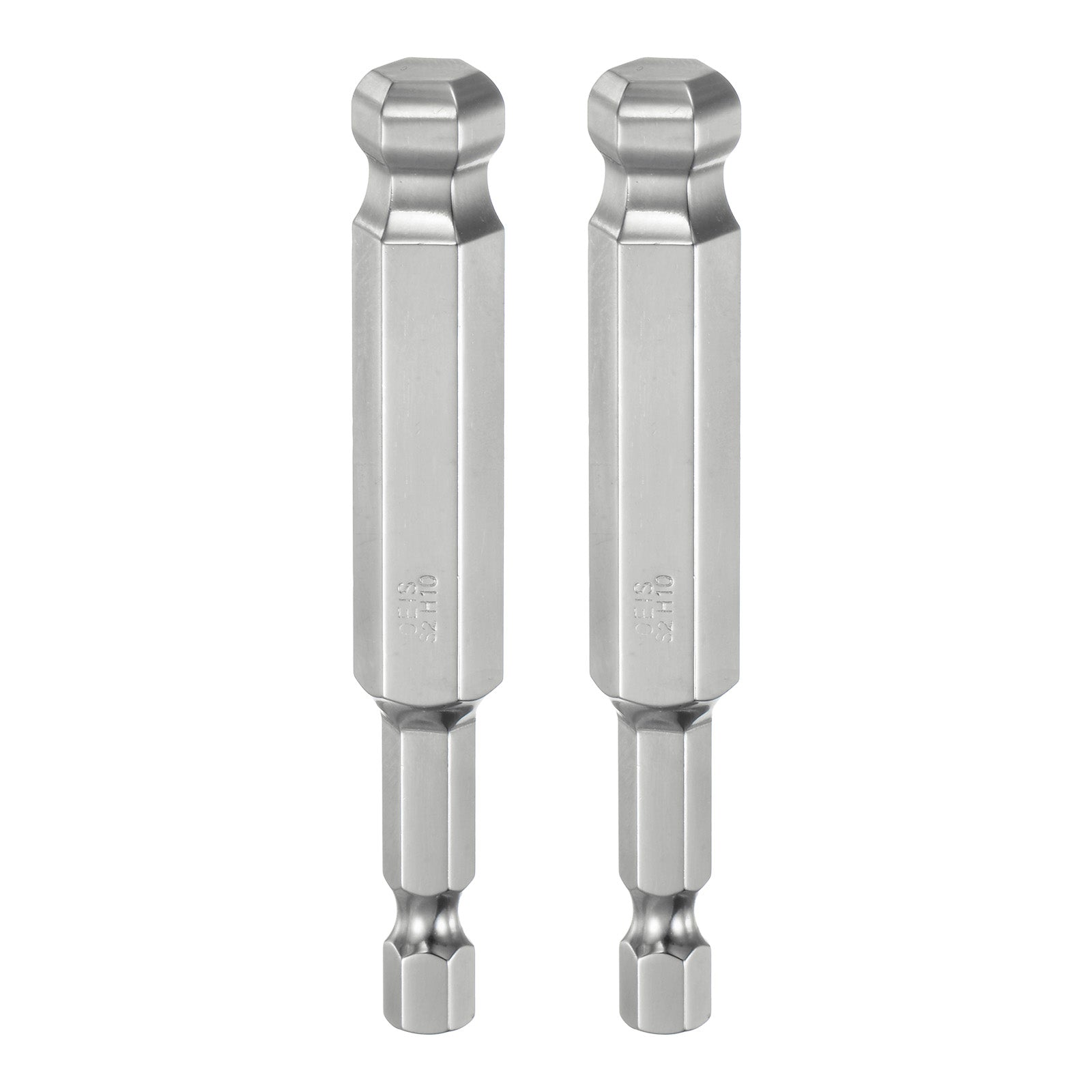 2pcs Ball End Hex Screwdriver Bit Set 10mm Magnetic 1/4" Hex Shank 3 ...