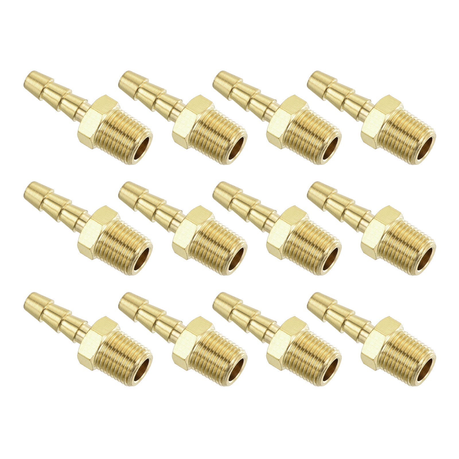 Uxcell Brass Hose Barb Fittings 12pcs 3/16" Barbx1/8" NPT Male Barb ...