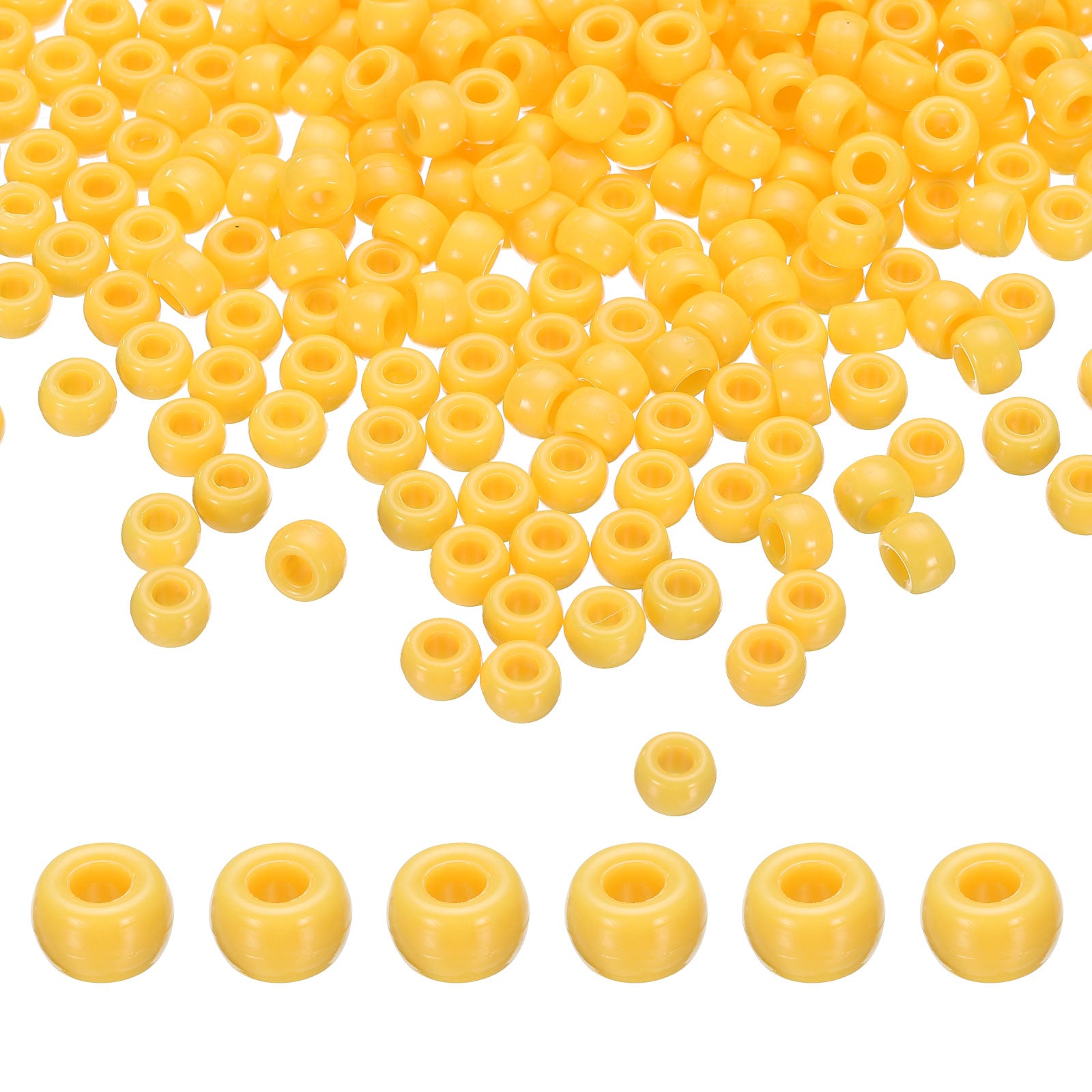 1000Pcs Yellow Pony Beads 6x9mm Acrylic Bulk Plastic Barrel Bead for ...