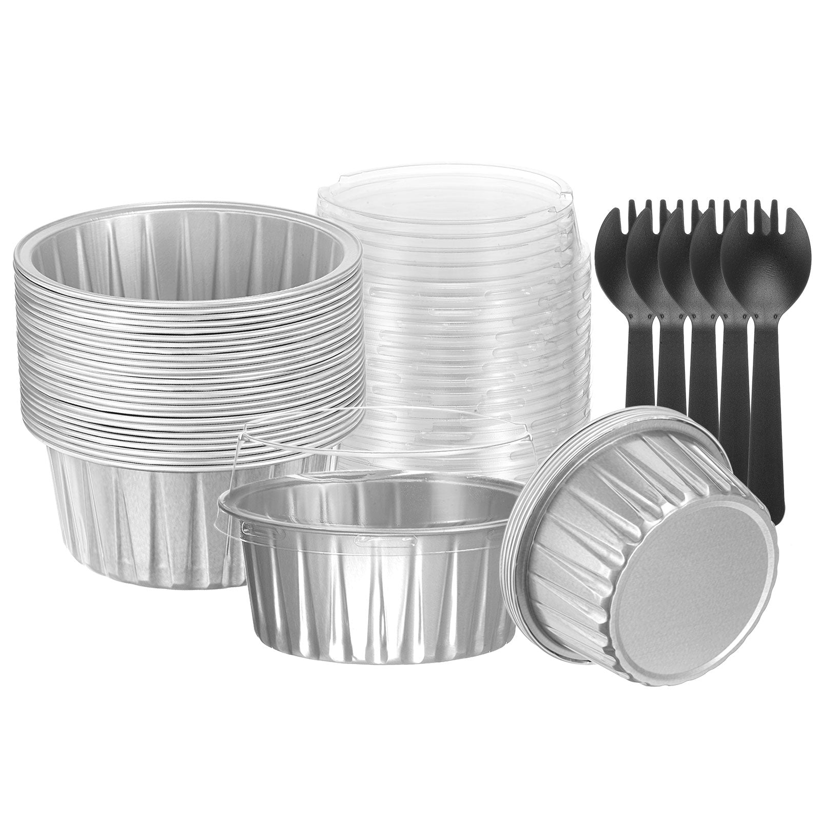 50pcs Round Cupcake Liners Set 5oz Disposable Aluminum Foil Cupcake ...