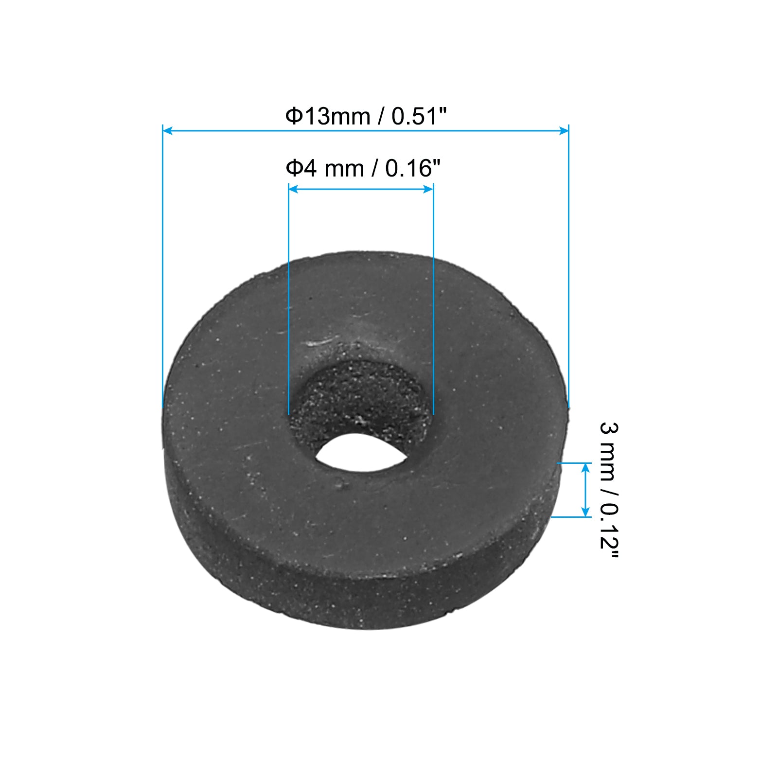 10pcs M4 Rubber Flat Washer 4mm ID 13mm OD 3mm Thick Sealing Spacer ...