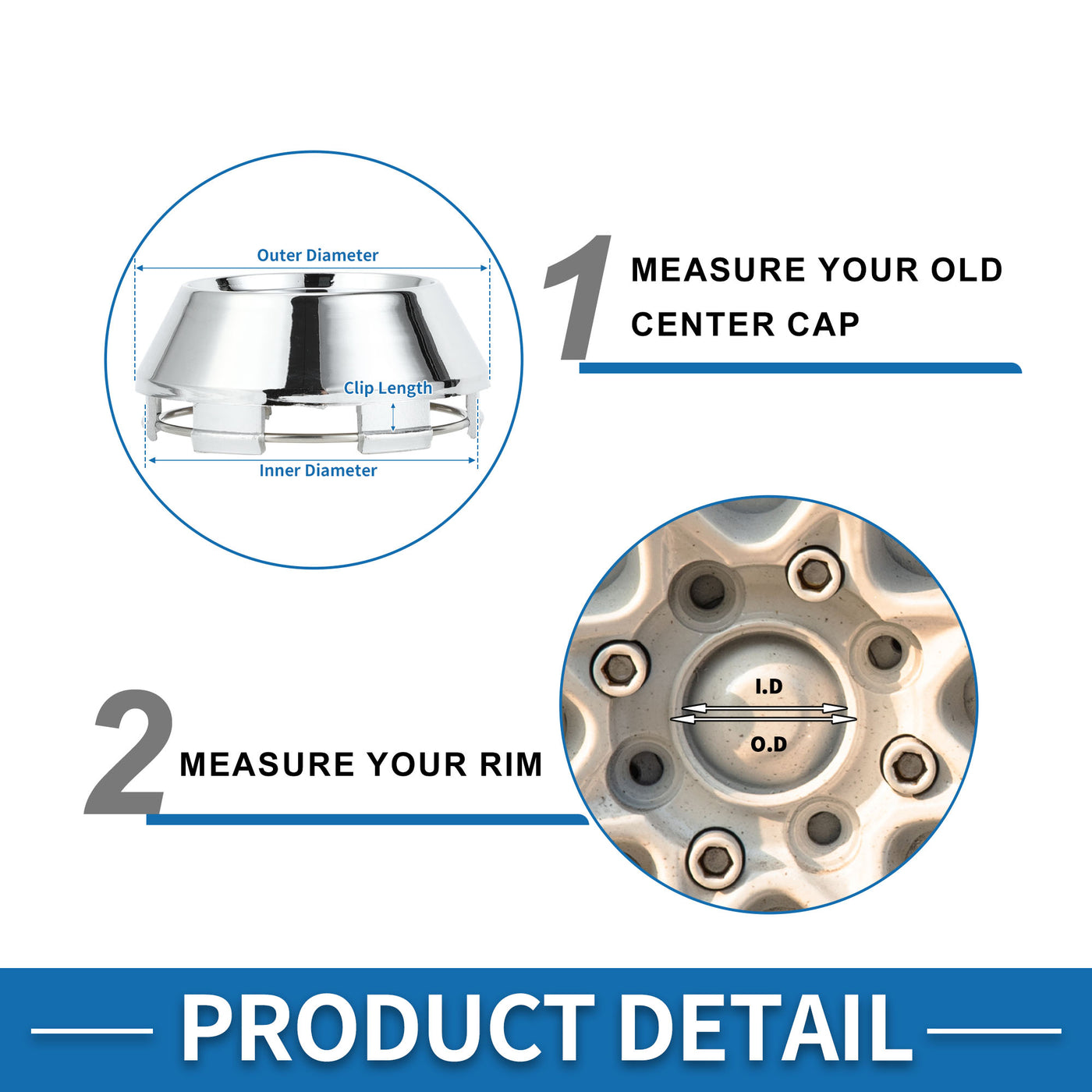 Universal Wheel Center Hub Cap 69mm 2.72" Outside Diameter Chrome ...