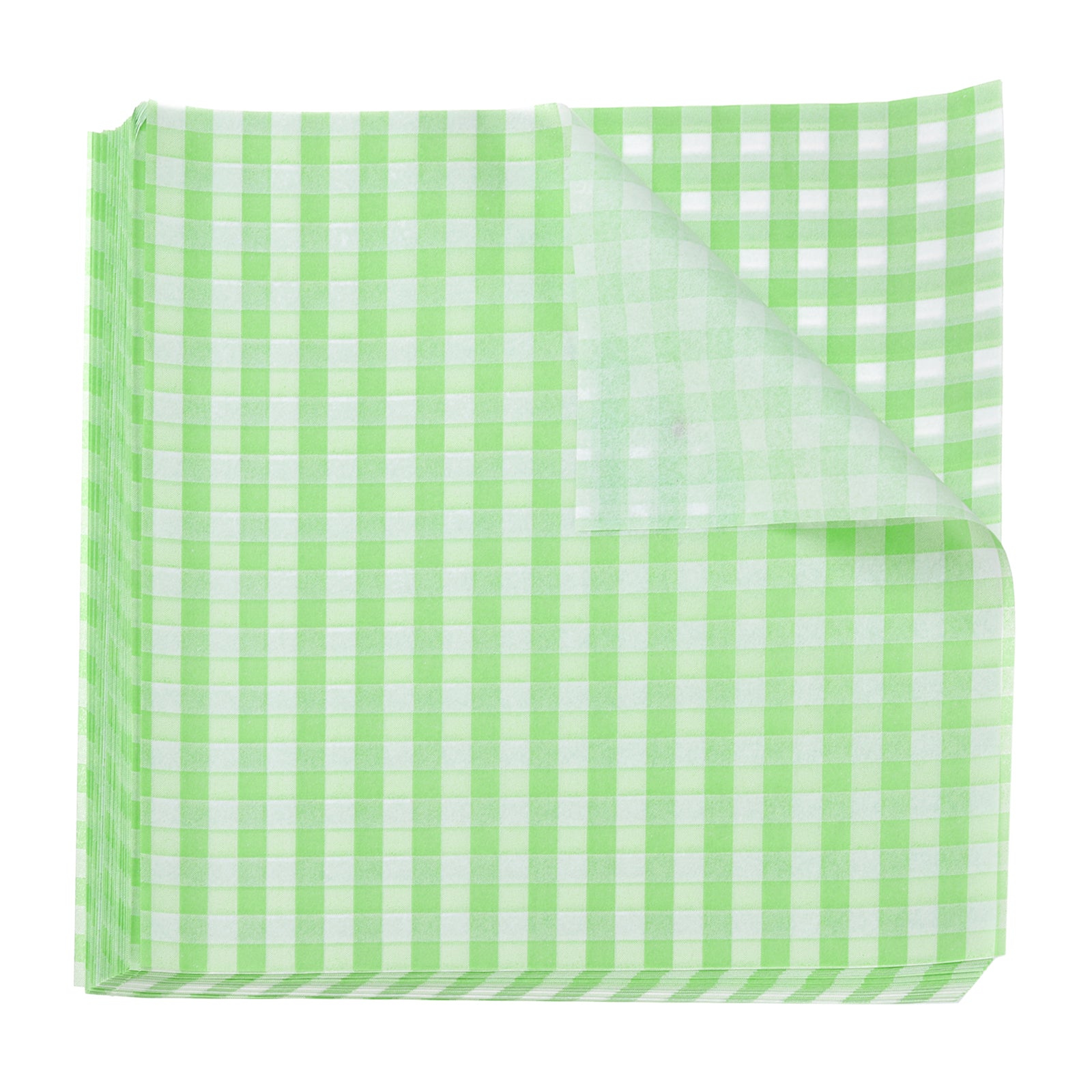 100pcs Square Checkered Wax Paper Sheets 8.66" x 8.66", Green | Harfington
