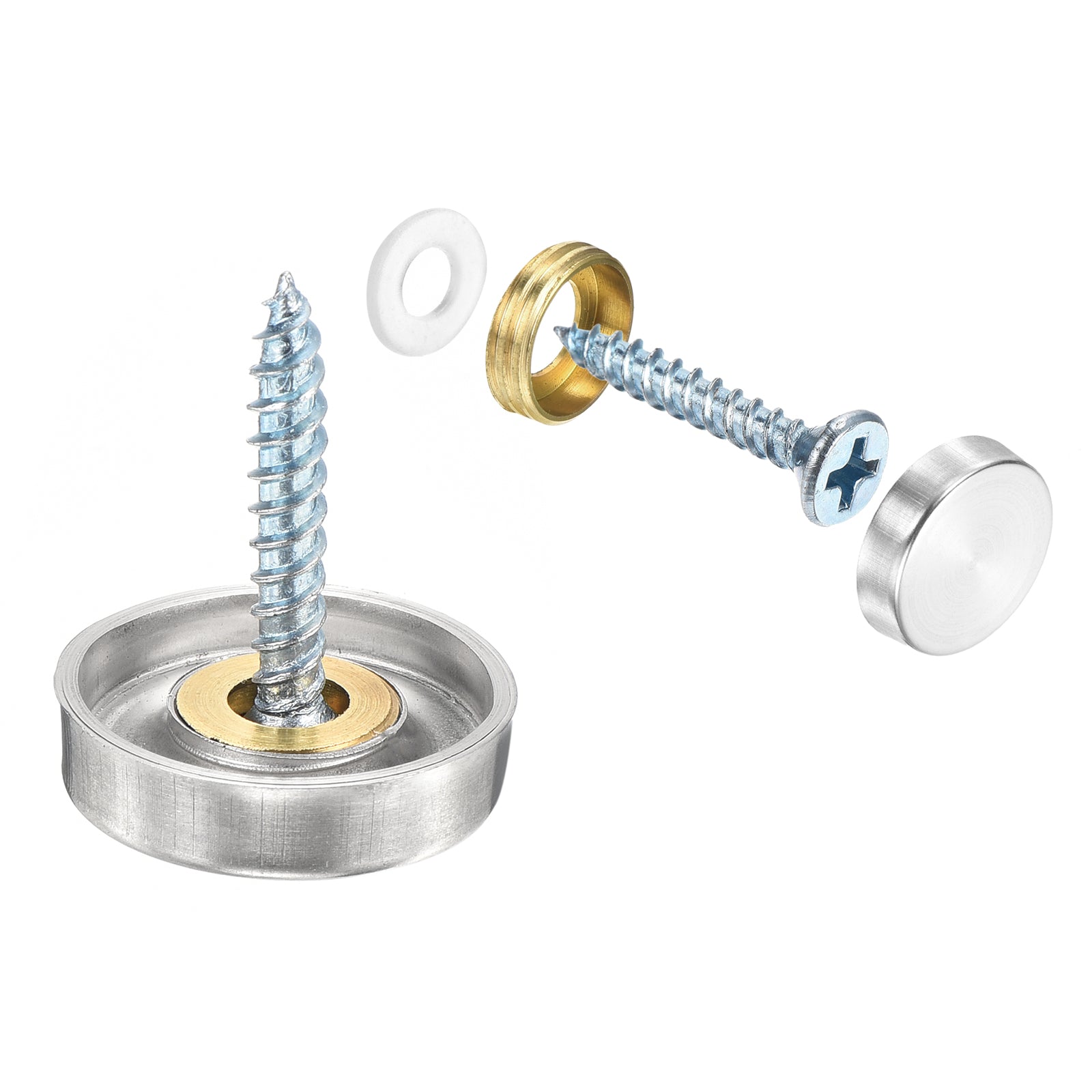Uxcell 24 Pcs Screw Covers Caps, 304 Stainless Steel Mirror Screws ...
