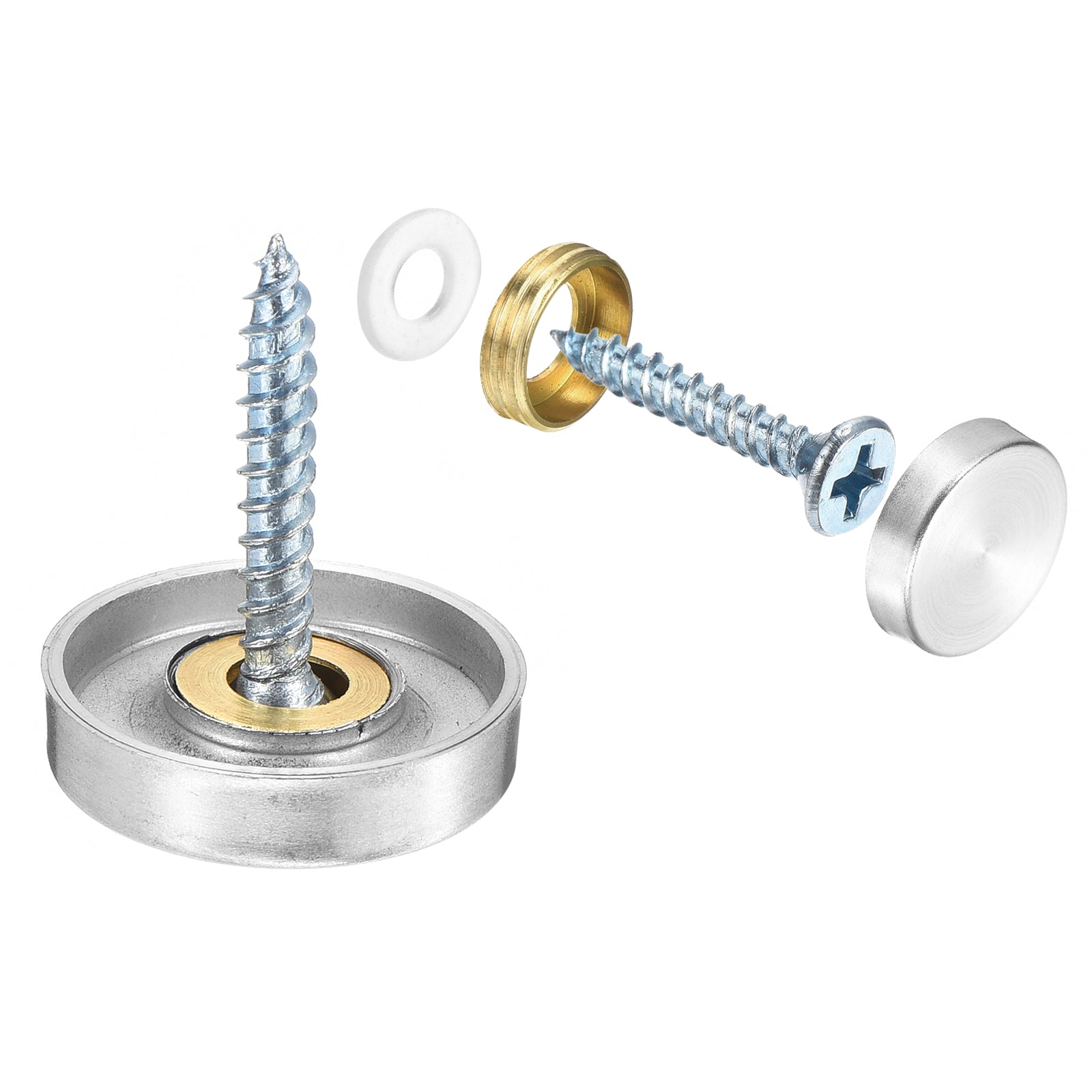Uxcell 16 Pcs Screw Covers Caps, 304 Stainless Steel Mirror Screws ...