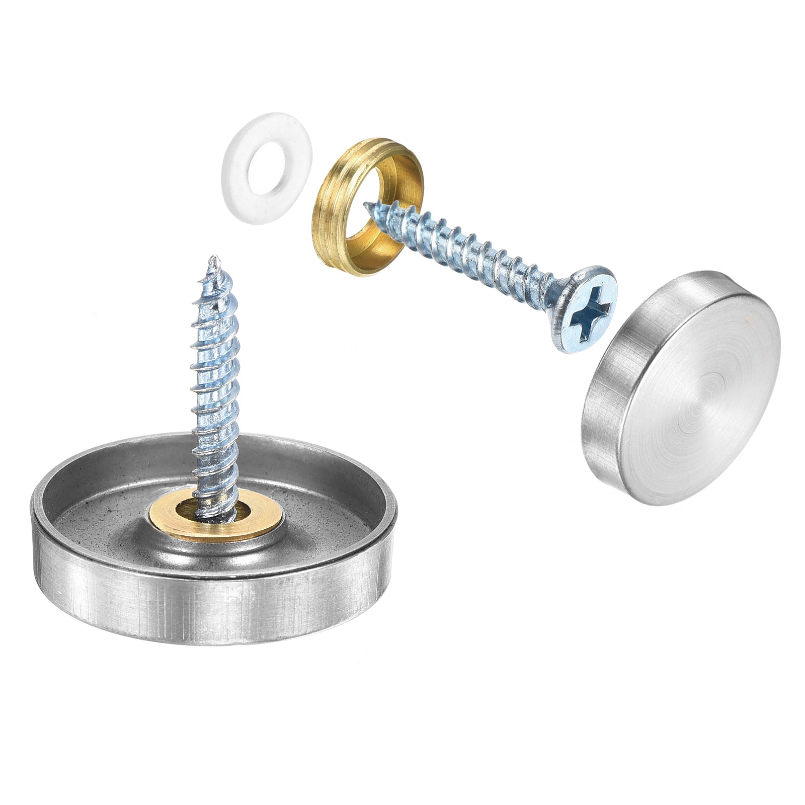 Uxcell 12 Pcs Screw Covers Caps, 304 Stainless Steel Mirror Screws ...