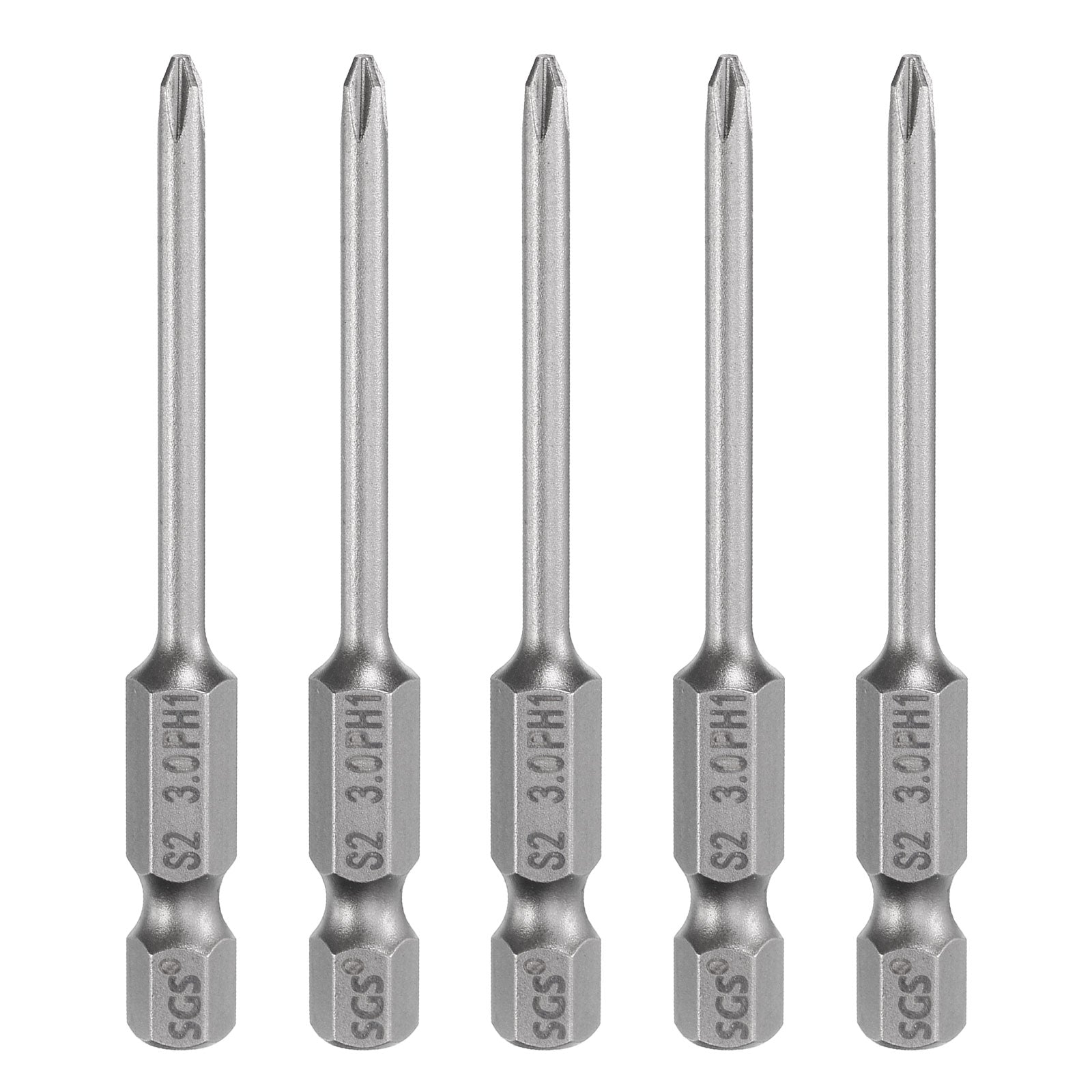 5pcs #1 Phillips Screwdriver Bit PH1 1/4" Hex Shank 2.56" (65mm) Long ...