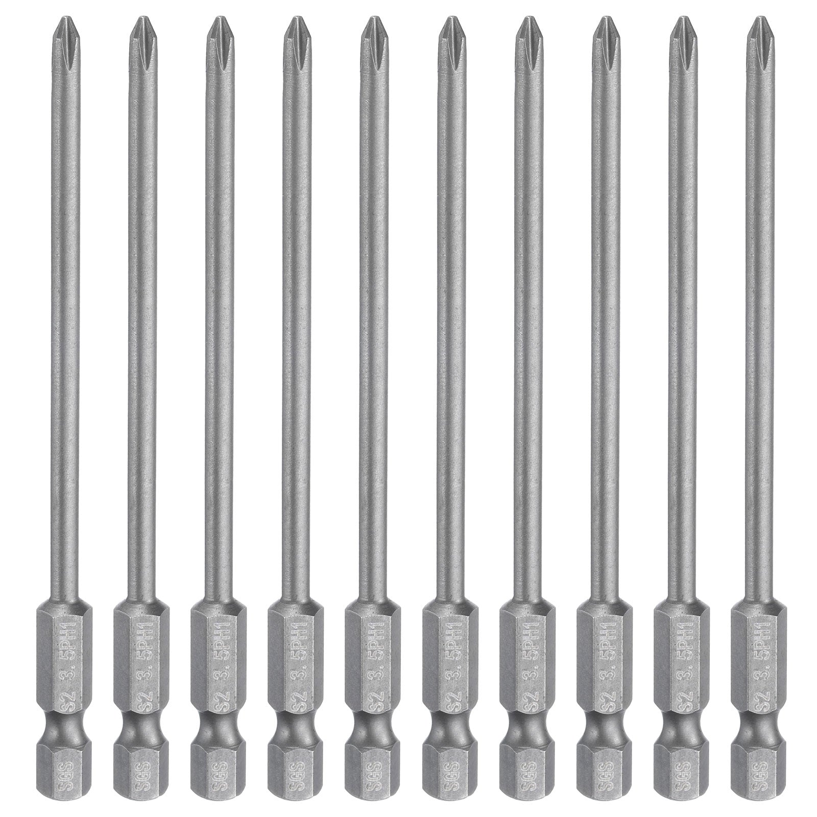 10pcs Magnetic Phillips Screwdriver Bit PH1 1/4" Hex Shank 100mm Long 3 ...
