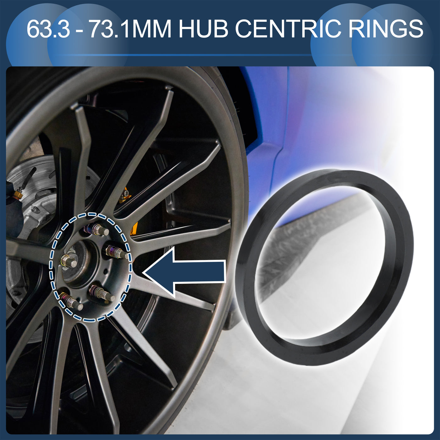 Hub Centric Rings,63.3mm ID 73.1mm OD Car Wheel Hubrings ABS Plastic ...