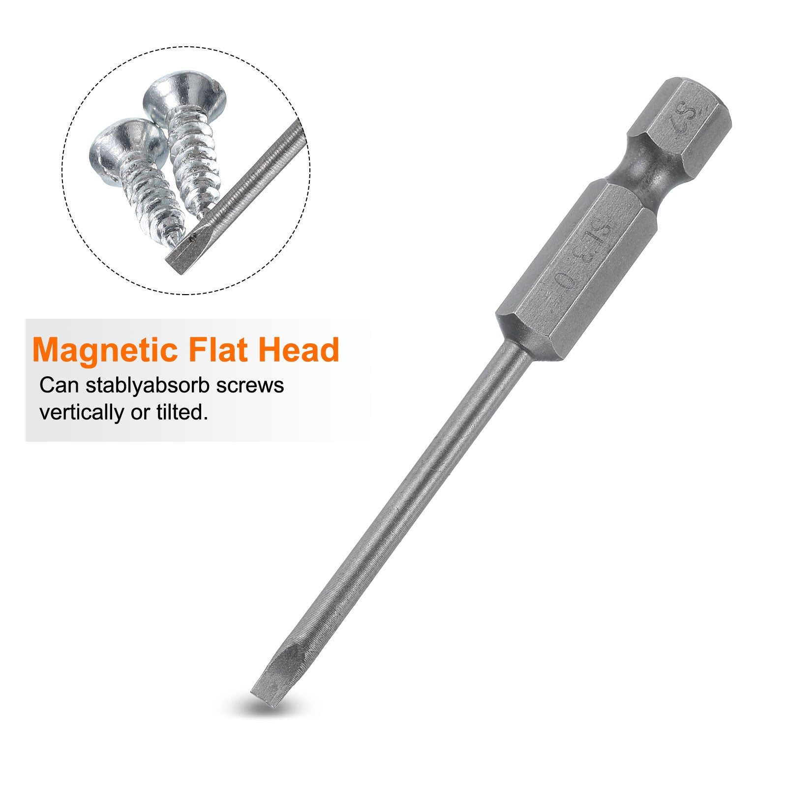 SL3 Magnetic Slotted Screwdriver Bits 3mm Flat Head Screwdriver Bit 2.6 ...