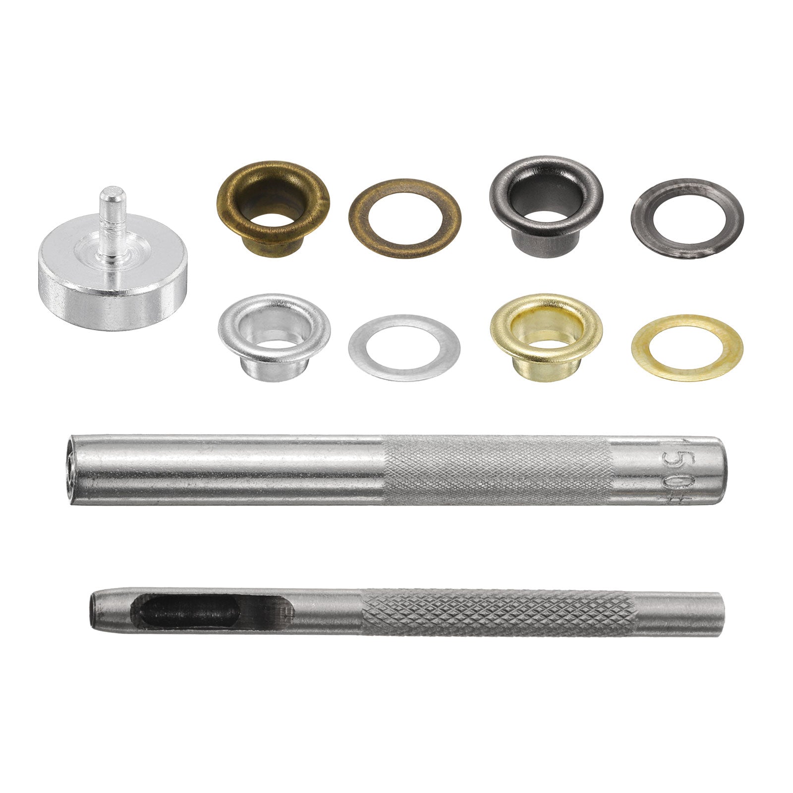 Grommet Eyelet Kit 800pcs 6mm Inner Dia with Tool, Gold,Silver,Gunmetal ...