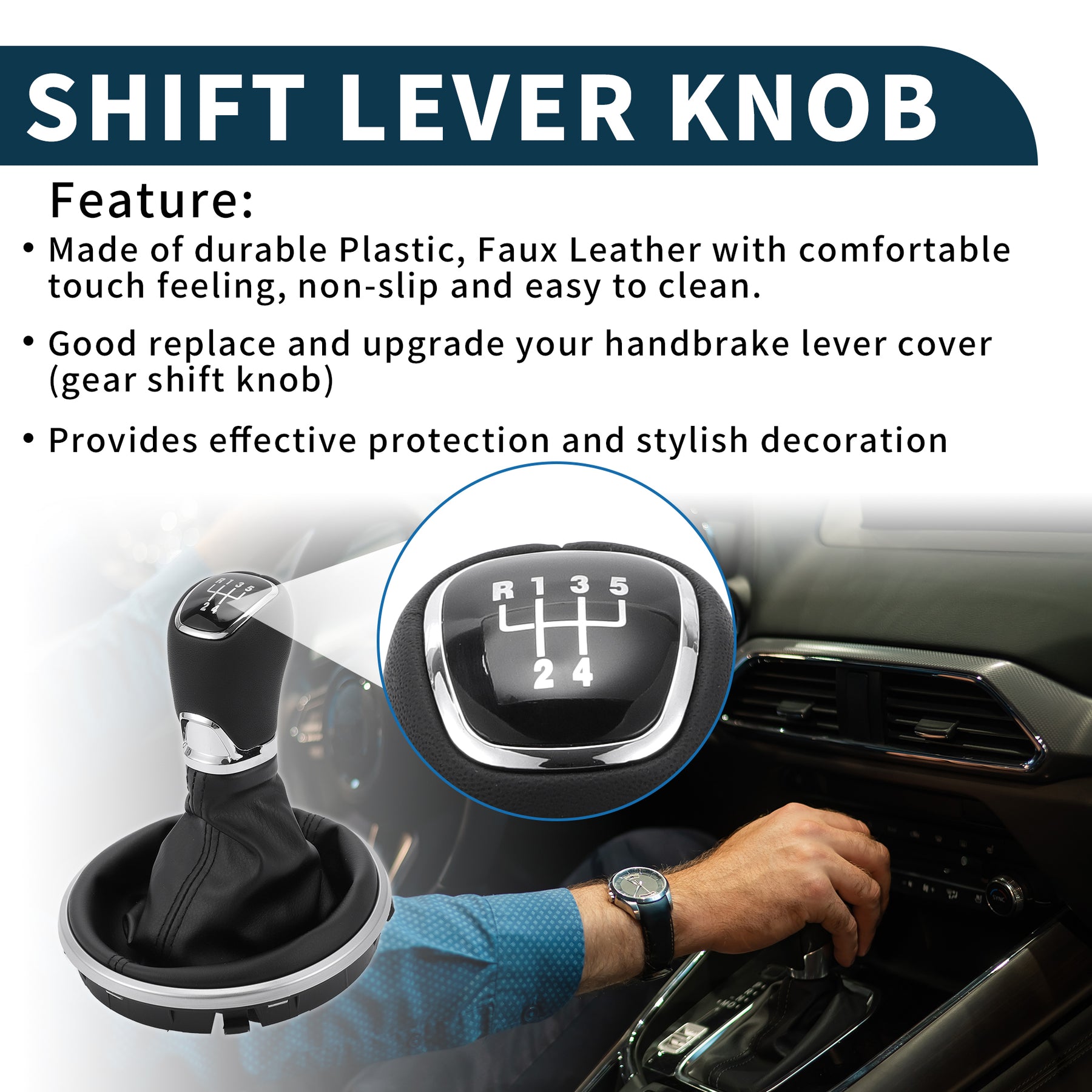 5 Speed Manual Gear Shifter Knob with Cover for Skoda Fabia ...