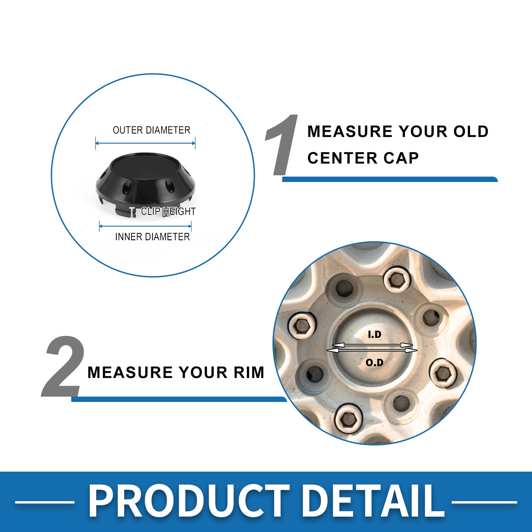 Wheel Center Caps Hub Caps Rim Center Caps Durable and Stylish OD: 68mm ...