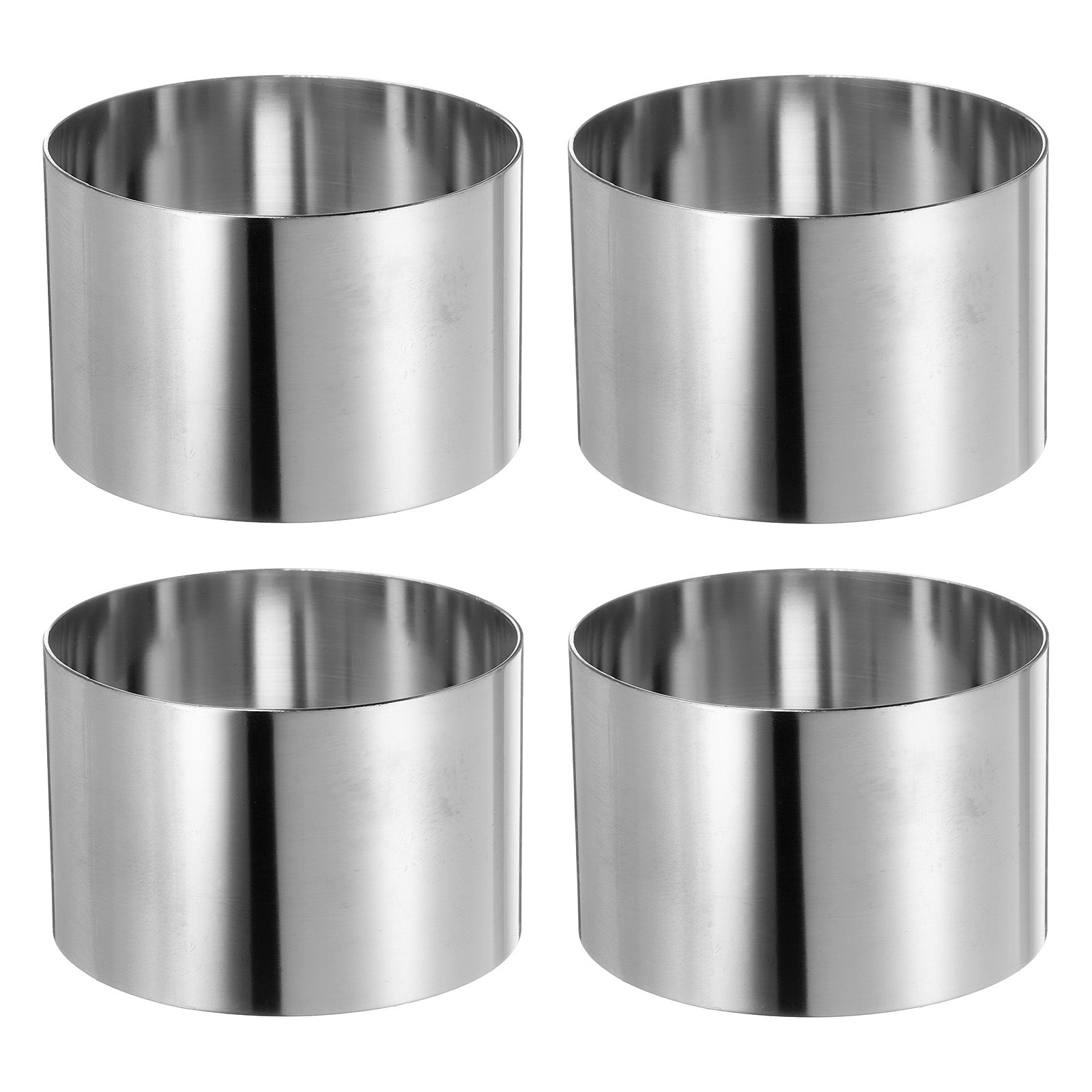 4PCS Round Cake Ring 3 x 2 Inch Seamless Stainless Steel Pastry Mousse ...