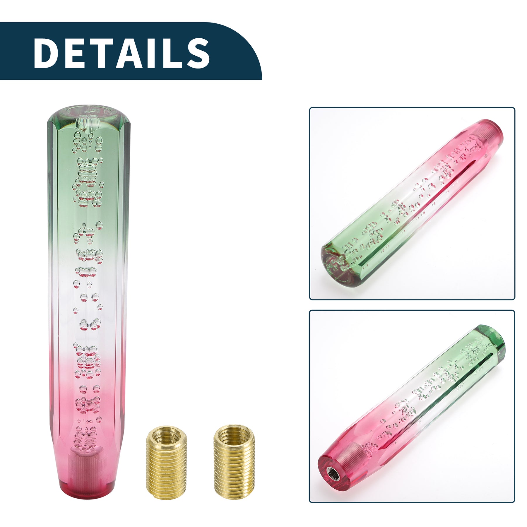 25cm Automatic and Manual Shift Knob with 2 Adapter Acrylic Green White ...