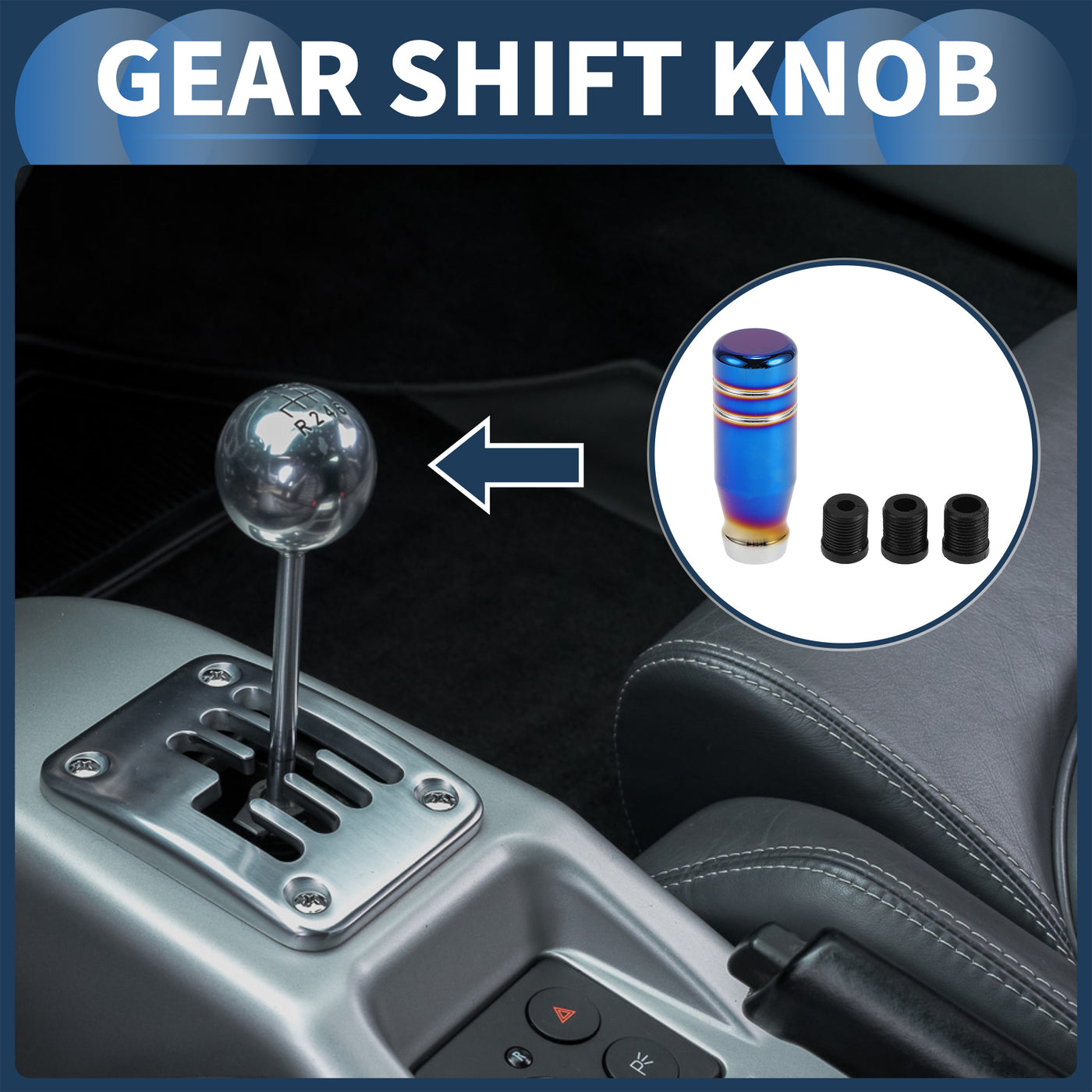 Car Shift Knob, 9cm Universal for Automatic and Manual Vehicle Gear ...