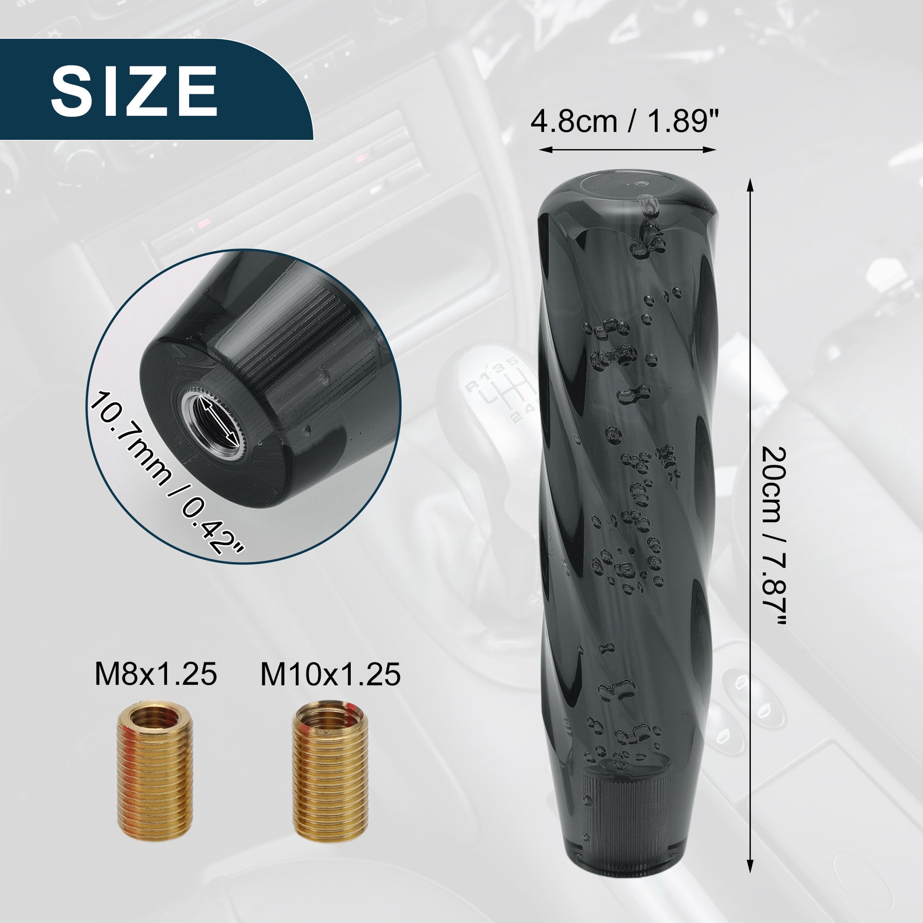 20cm Automatic and Manual Universal Shift Knob w/ 2 Adapter Acrylic ...