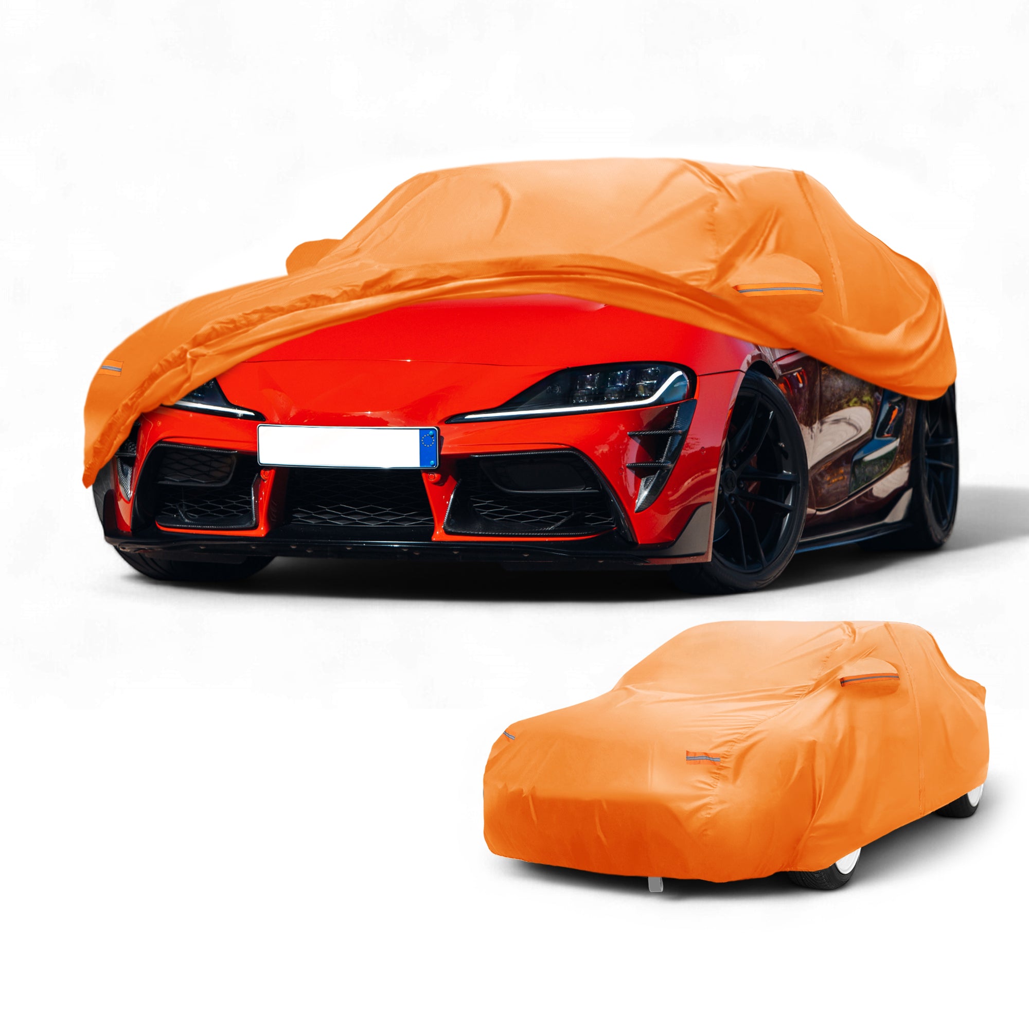 Car Cover All Weather for Toyota Supra Orange Cotton with Left Zipper ...