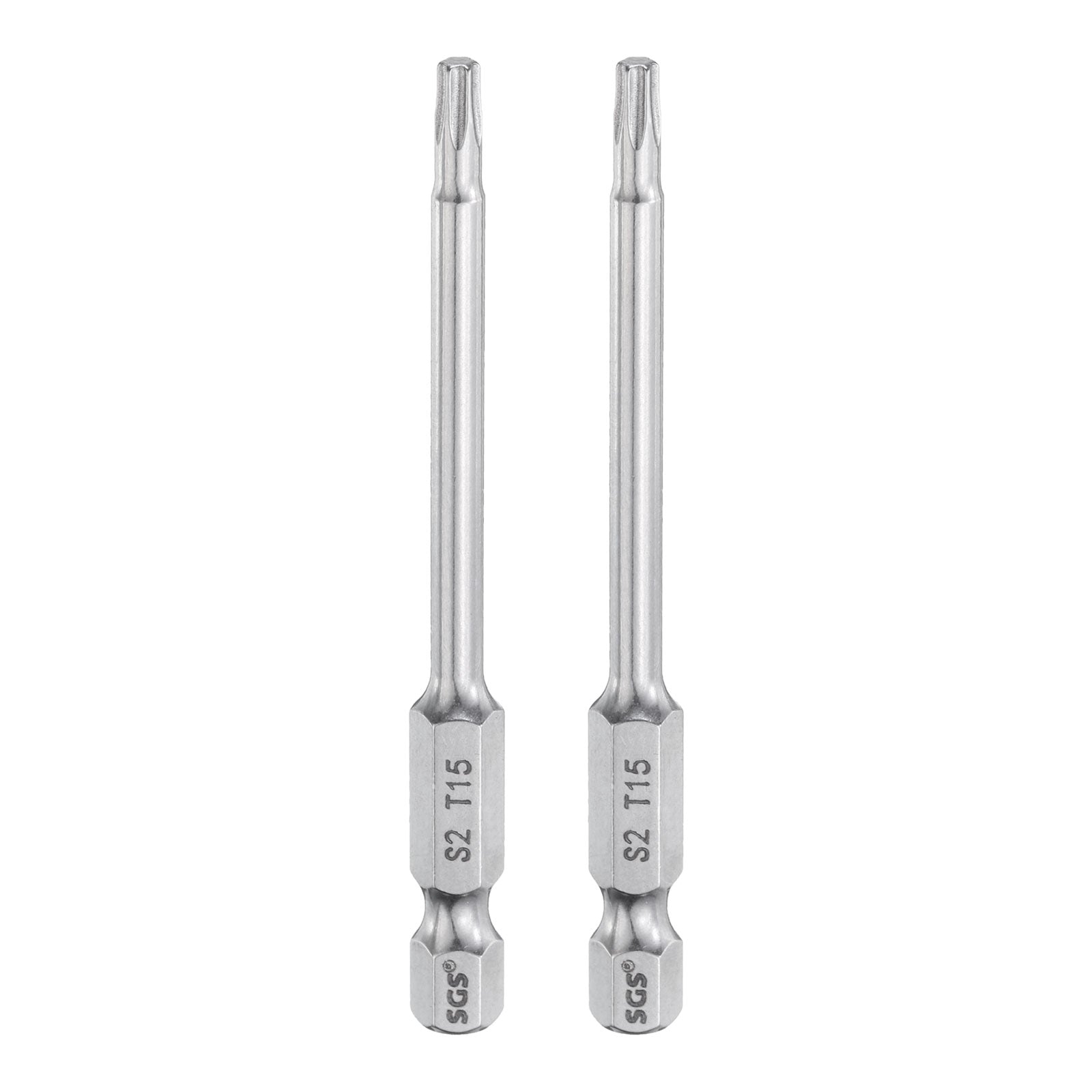 2pcs T15 Torx Bit 1/4" Shank 3" Long 6 Point Tamper Resistant Star Bits ...