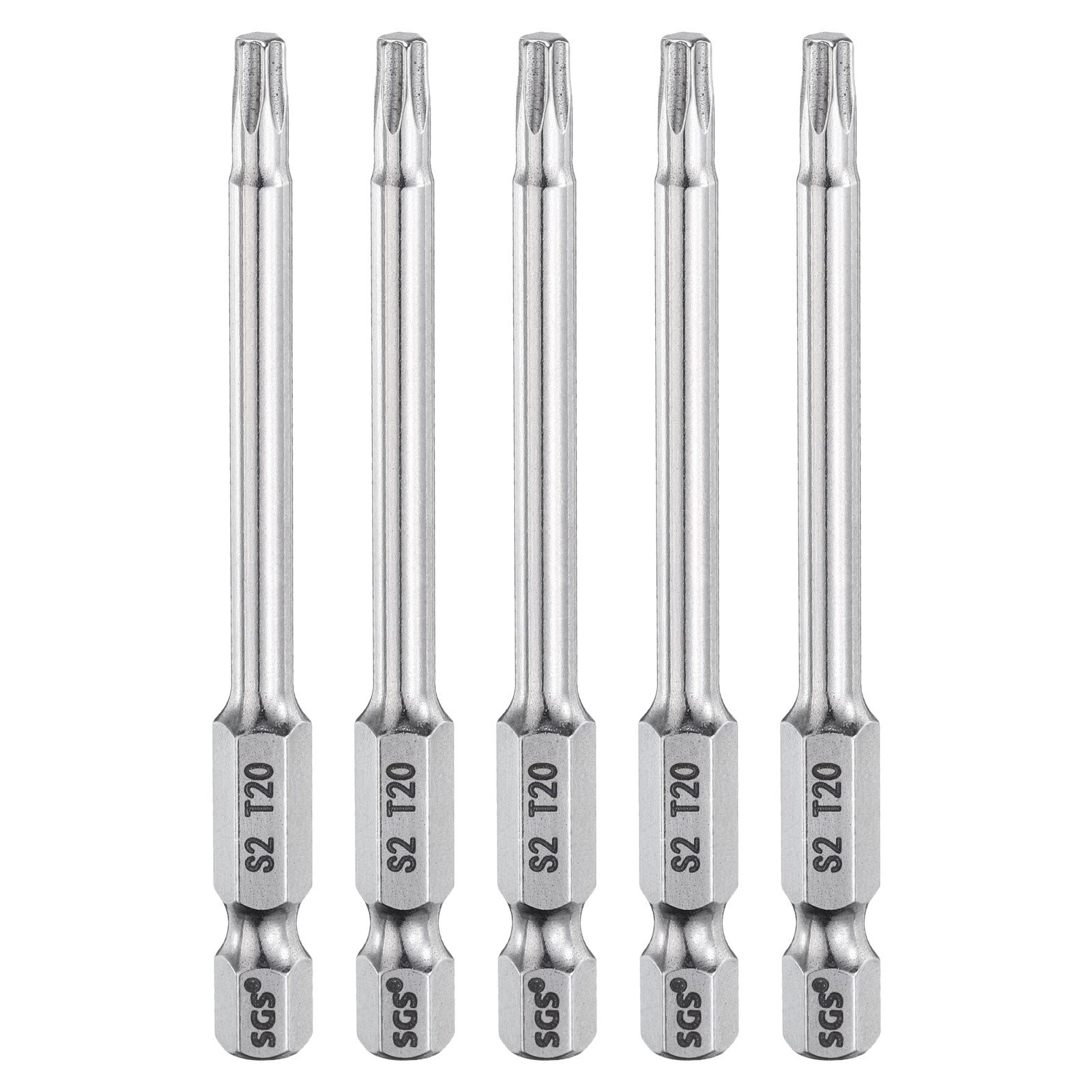 5pcs T20 Torx Bit 1/4" Shank 3" Long 6 Point Tamper Resistant Star Bits ...