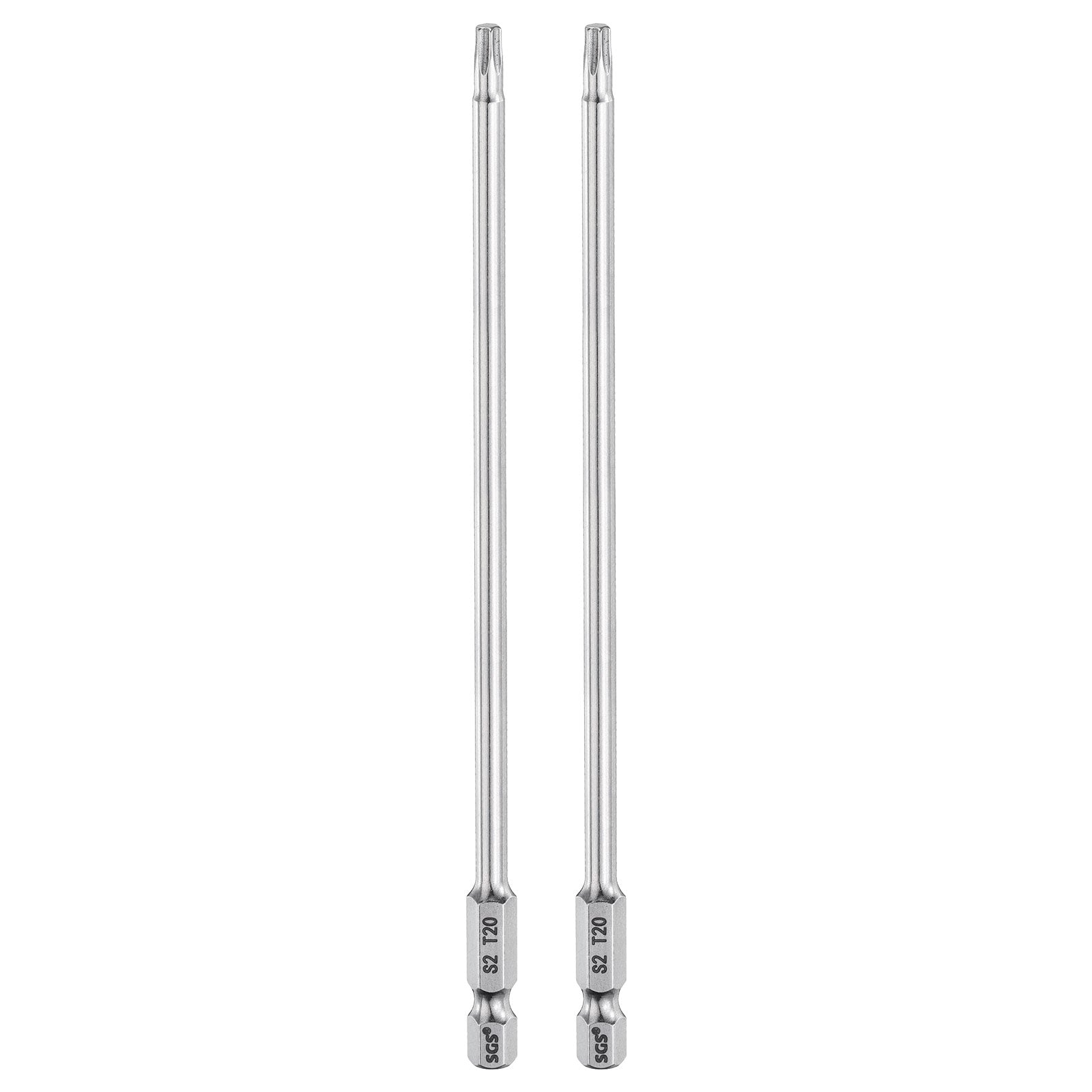2pcs T20 Torx Bit 1/4" Shank 6" Long 6 Point Tamper Resistant Star Bits ...