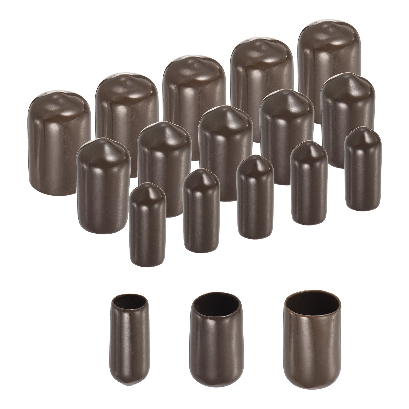 Uxcell 60pcs Round Rubber End Caps 1/4" 3/8" 1/2"(7mm 10mm 12mm) Brown ...